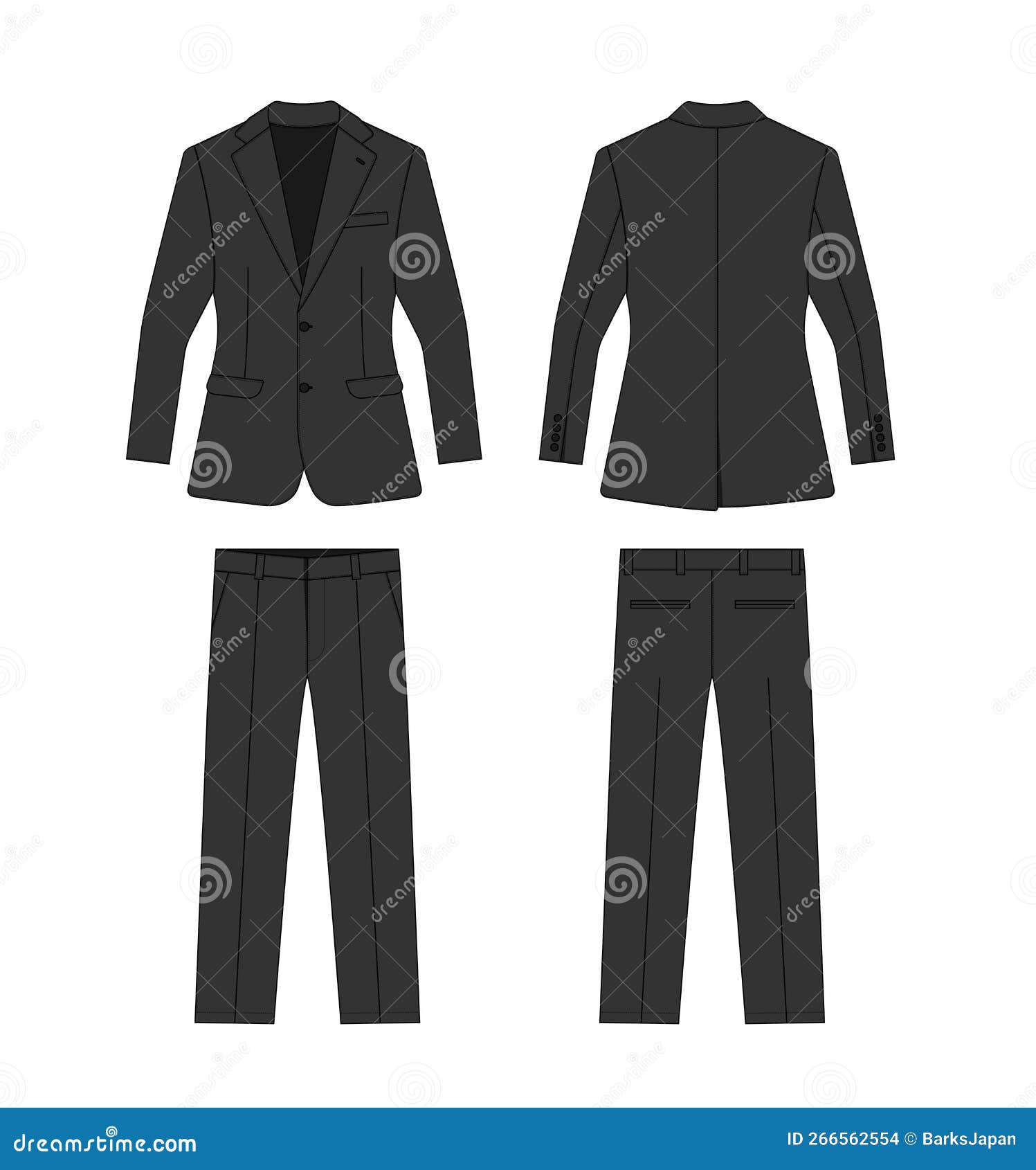 2 Piece Suits Vector Template Illustration | Black Stock Vector ...