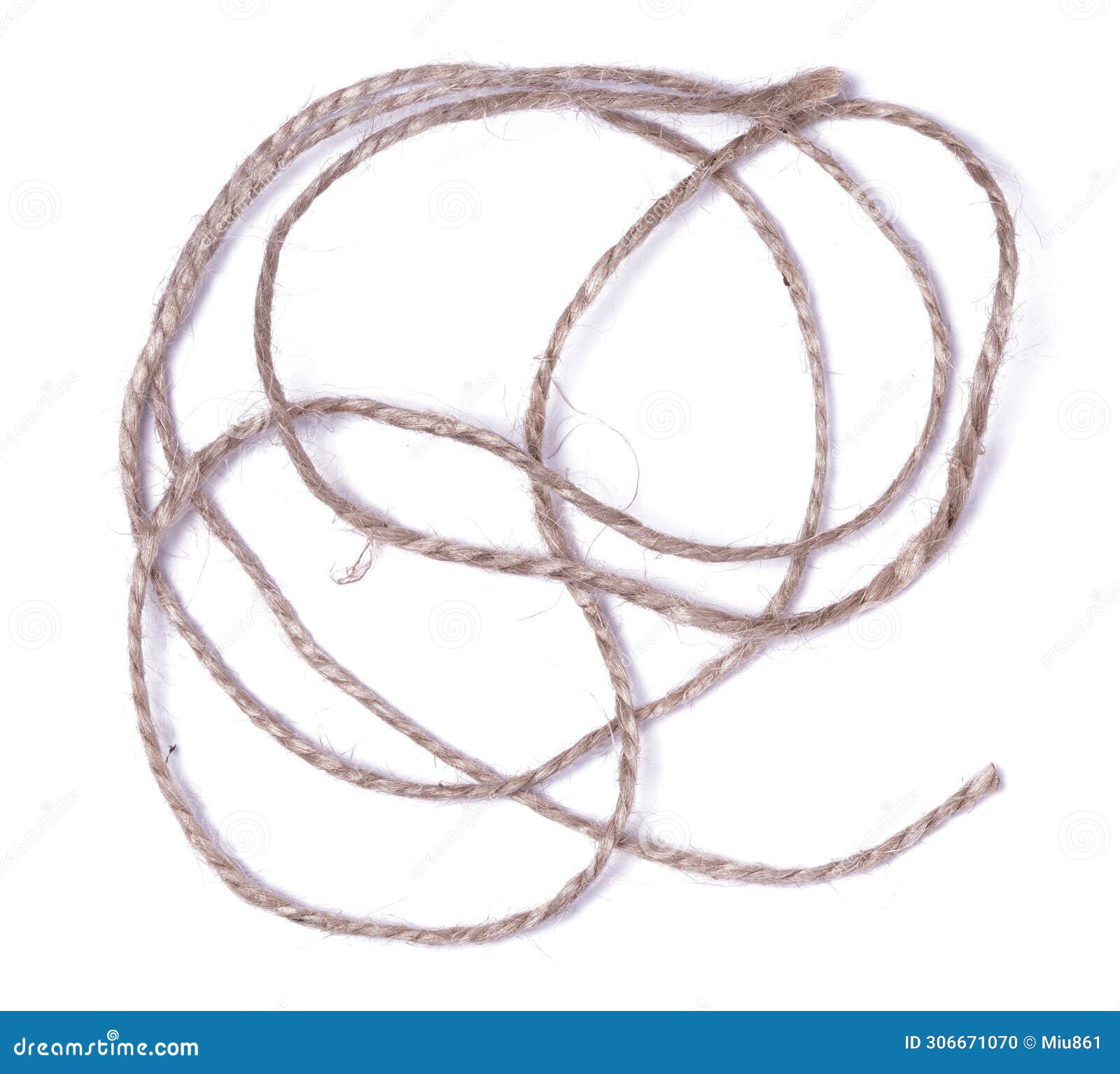 Piece of Tangled Jute String on a White Background. Stock Photo - Image ...