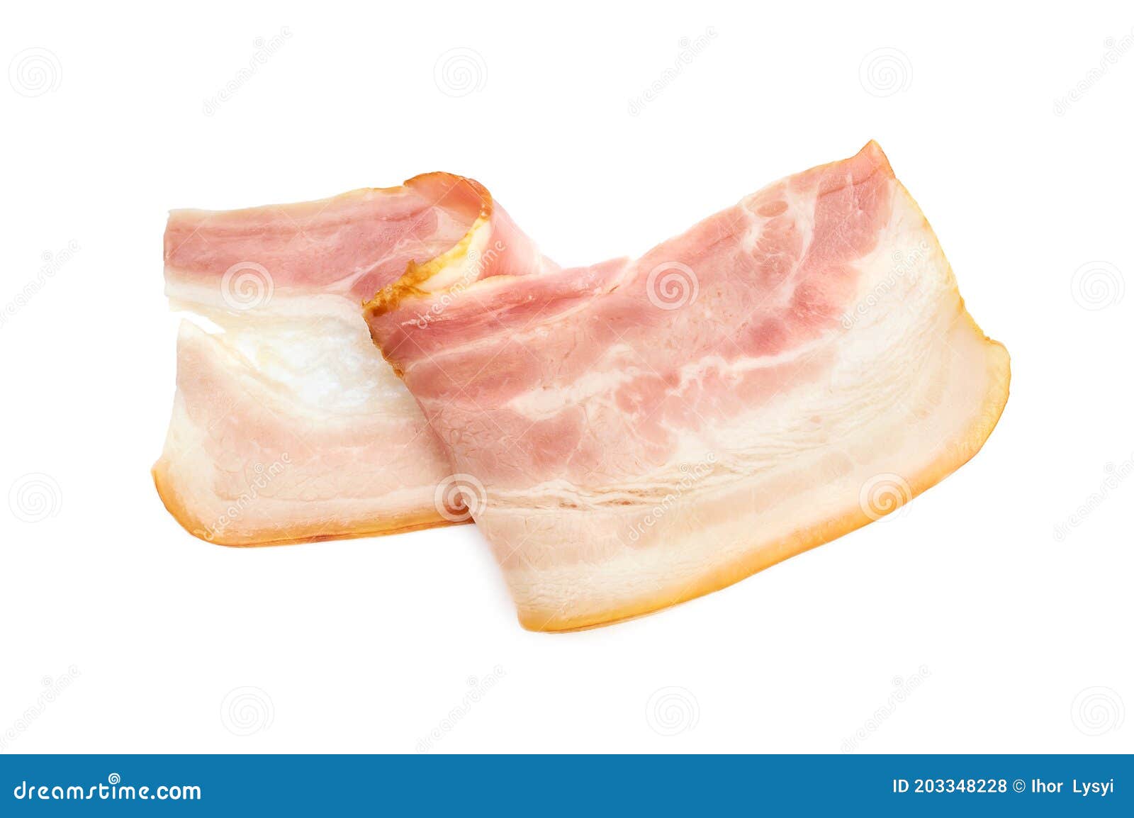 A Piece of Thin Bacon on White Background Stock Photo - Image of meat ...