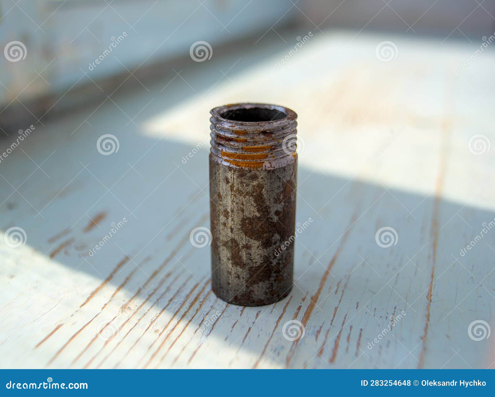 Piece of Threaded Tube on the Wood Stock Photo - Image of wooden ...