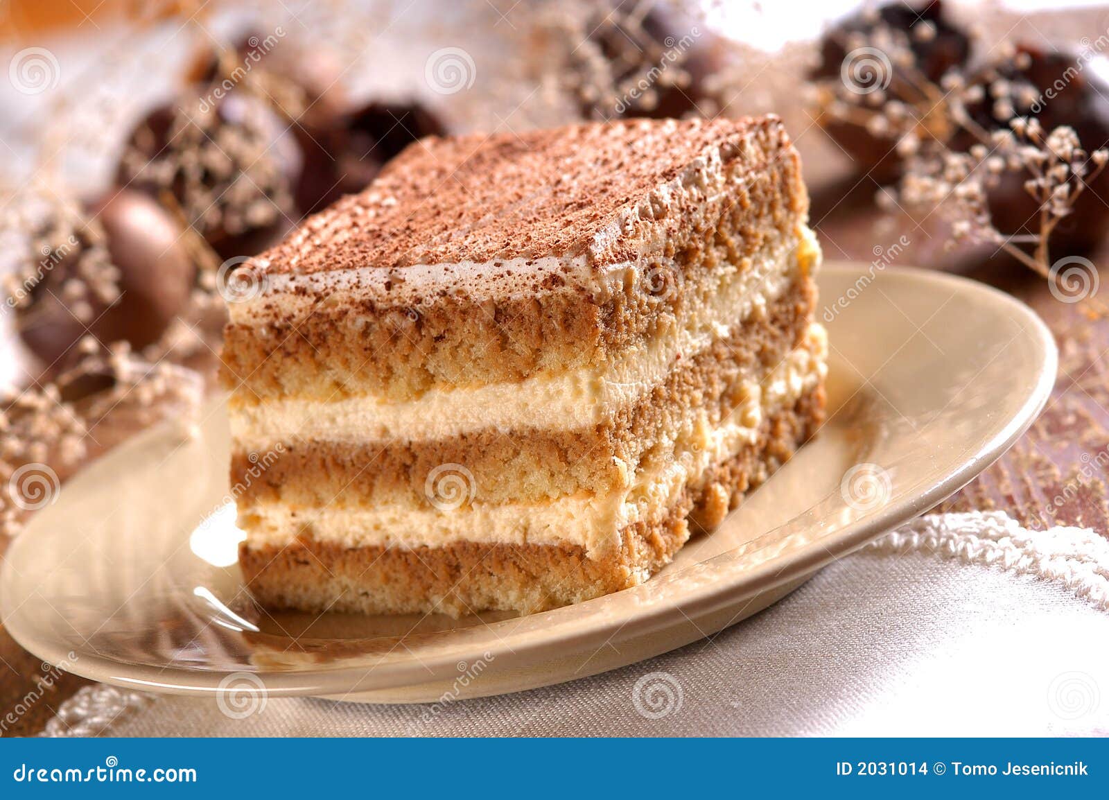 Piece of Tiramisu Cream and Custard Pastry Stock Photo - Image of tasty ...