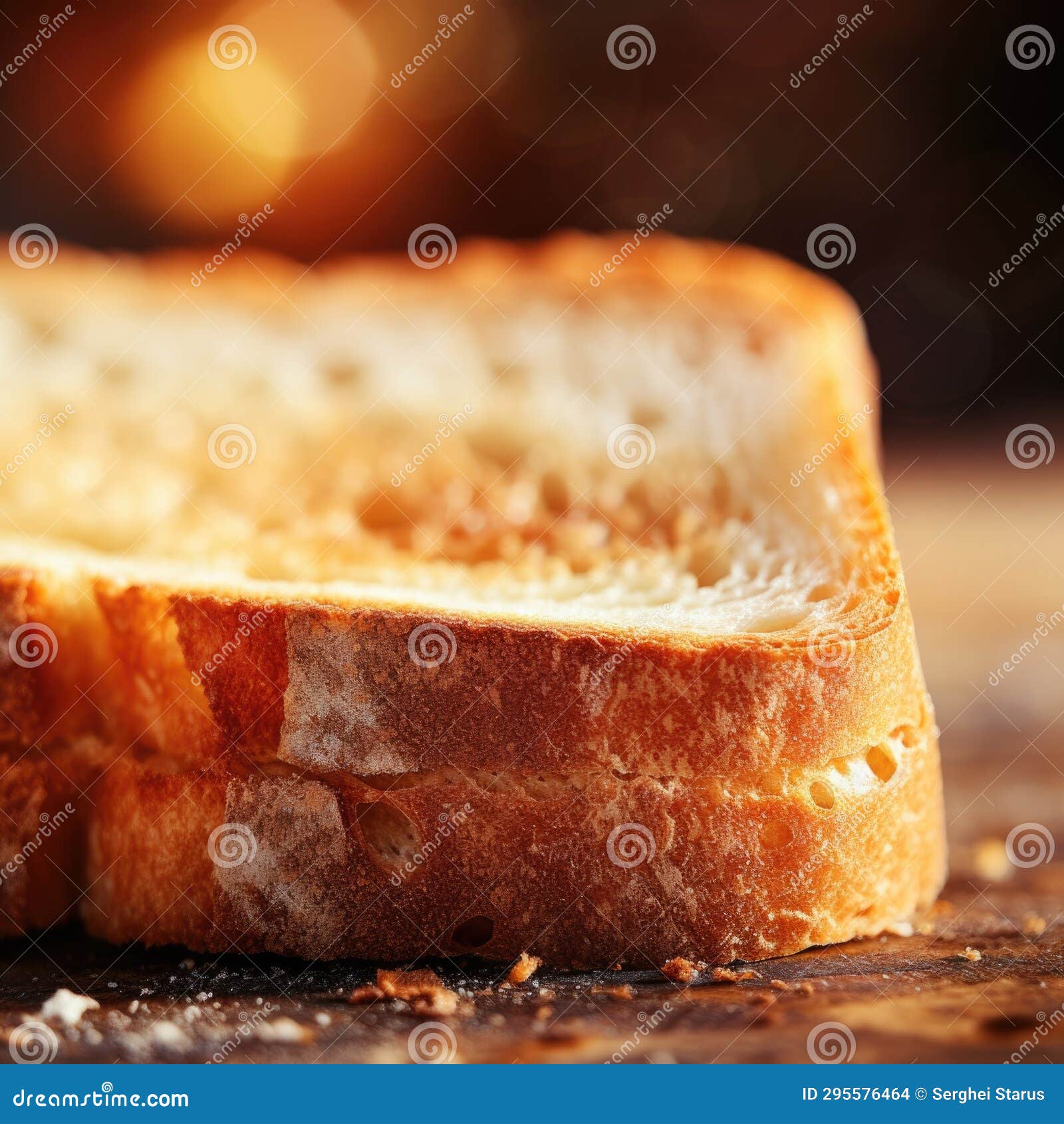 A Piece of Toast Sitting on Top of a Wooden Table, AI Stock Photo ...