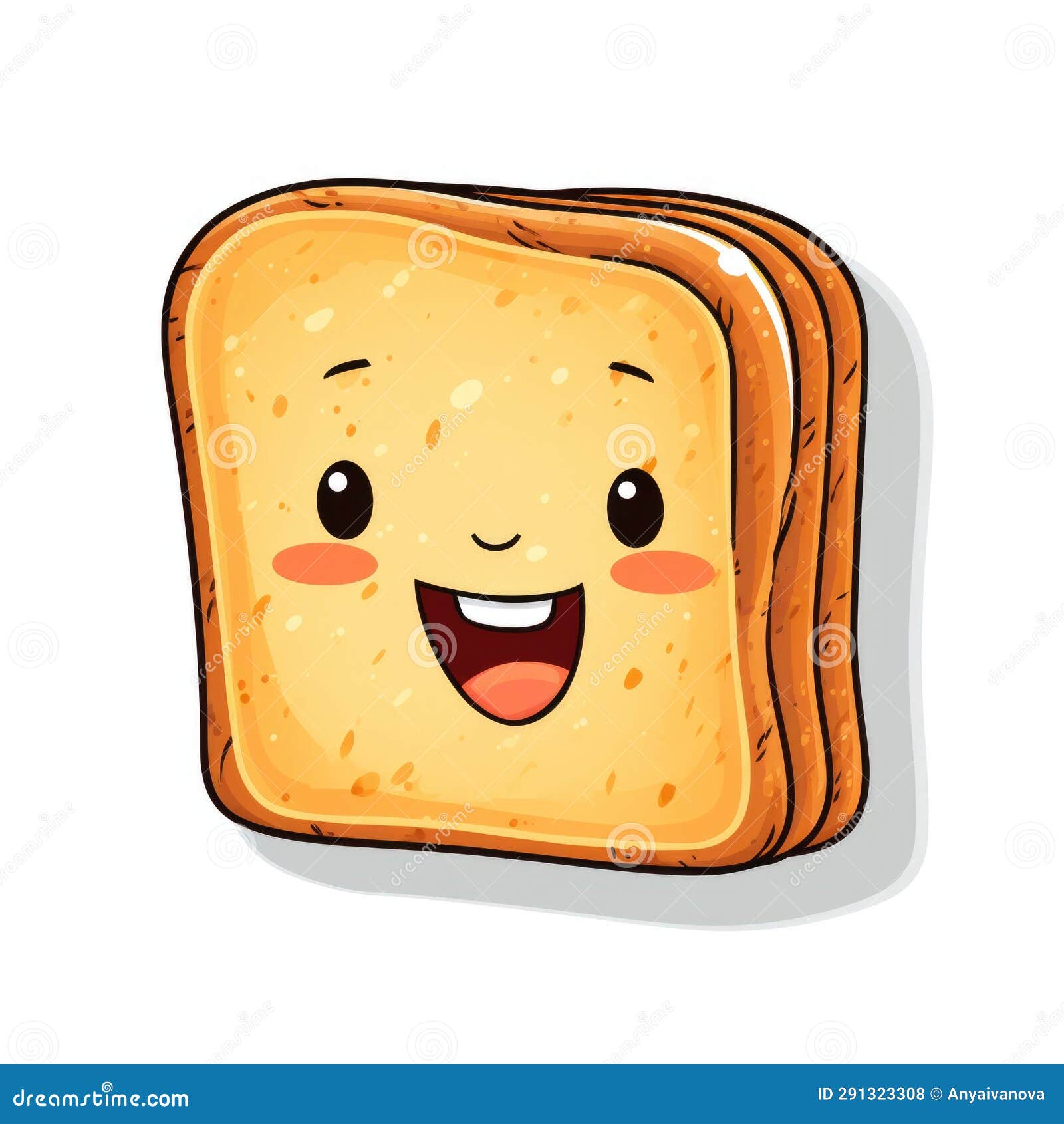 A Piece of Toast with a Smiling Face. Stock Photo - Image of snack ...