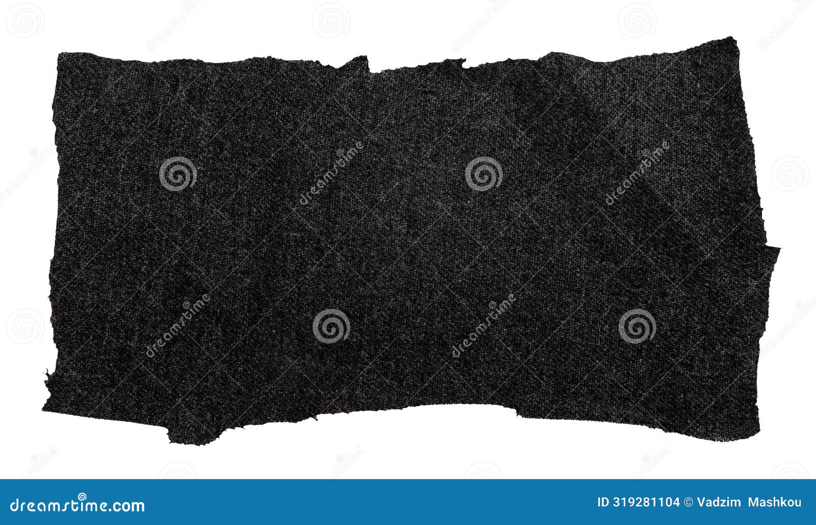 A Piece of Torn Black Fabric on a White Background. Textile Isolate ...