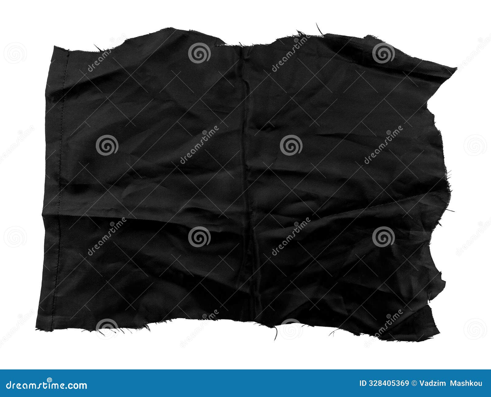 A Piece of Torn Black Fabric on a White Background. Textile Isolate ...