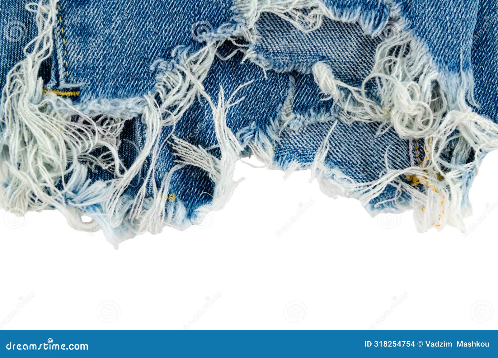 Piece of Torn Denim on a White Background. Denim Texture Stock Photo ...