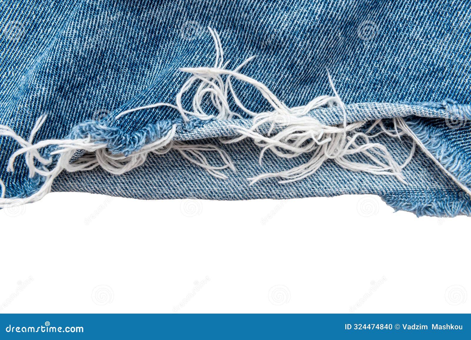 Piece of Torn Denim on a White Background. Denim Texture Stock Photo ...