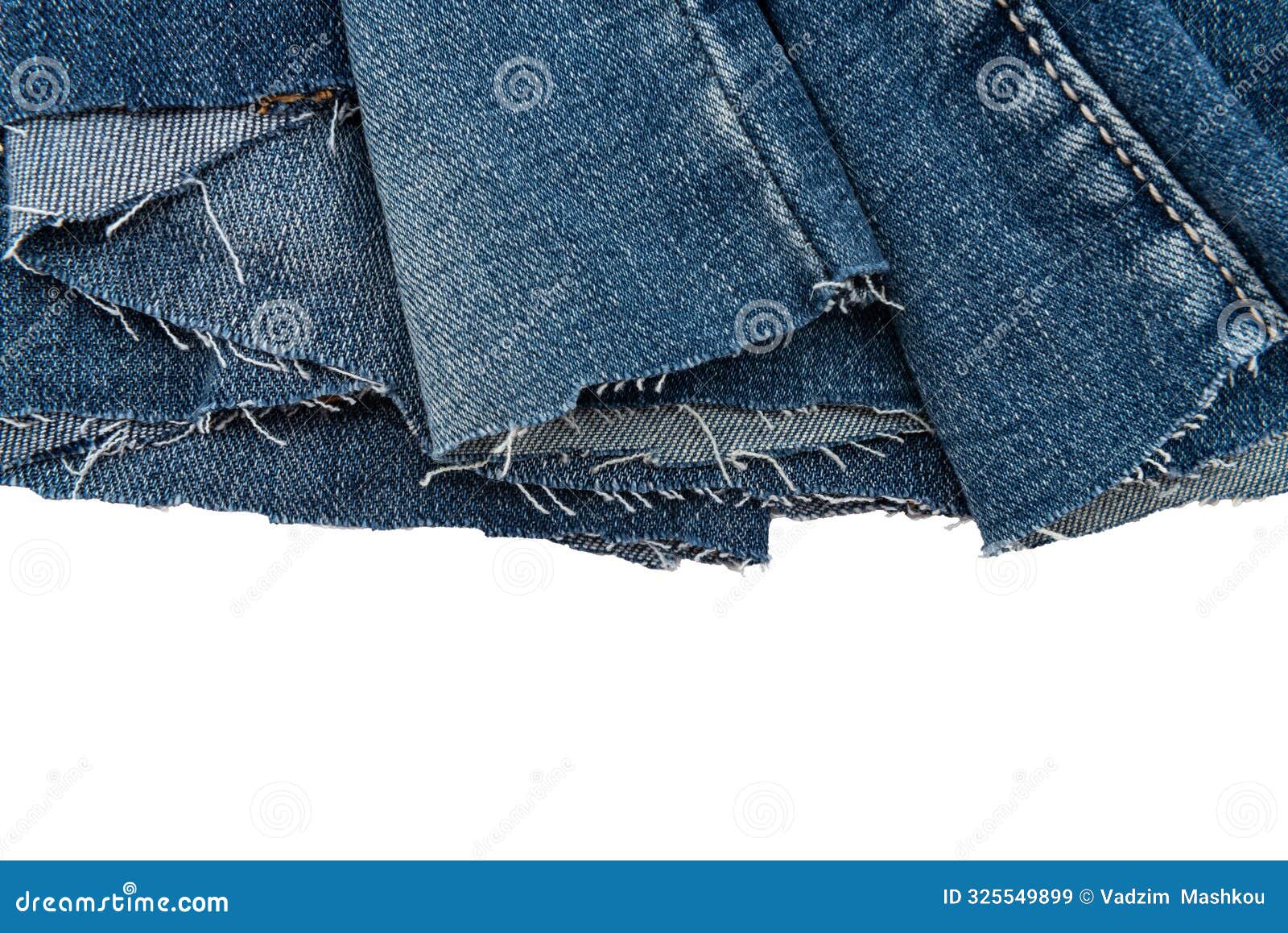 Piece of Torn Denim on a White Background. Denim Texture Stock Image ...