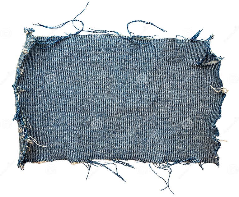 Piece of Torn Denim on a White Background. Denim Texture Stock Photo ...