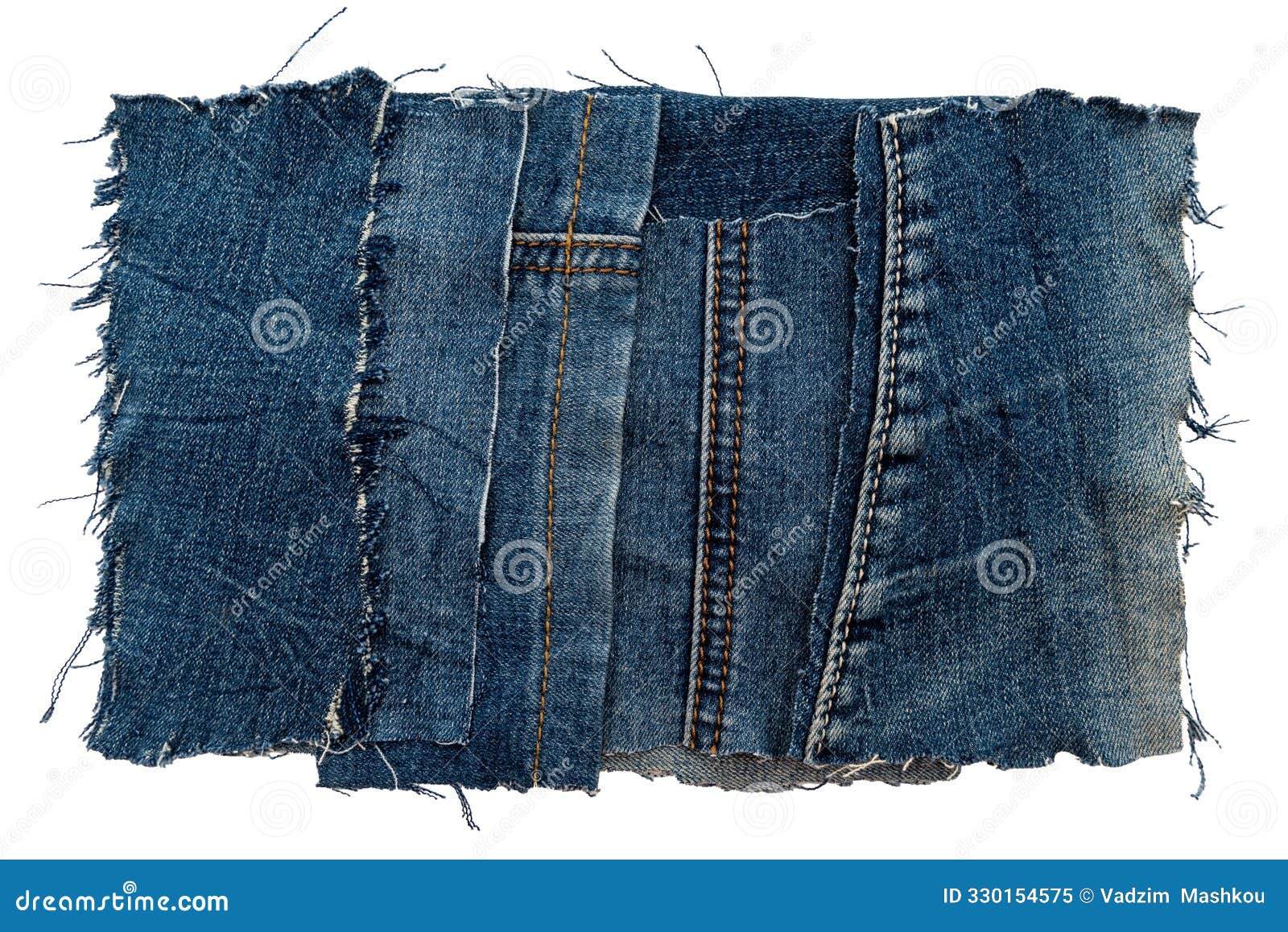 Piece of Torn Denim on a White Background. Denim Texture Stock Image ...