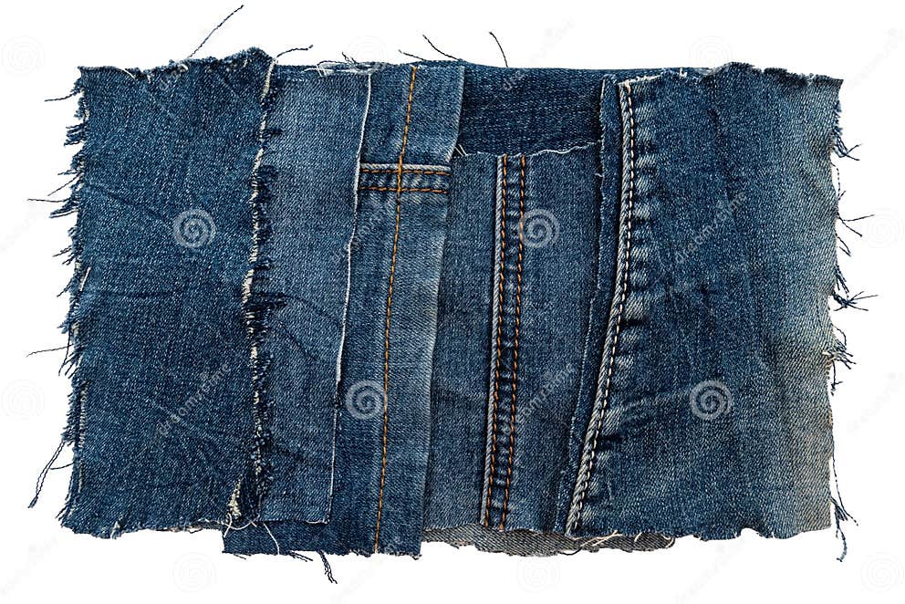 Piece of Torn Denim on a White Background. Denim Texture Stock Image ...
