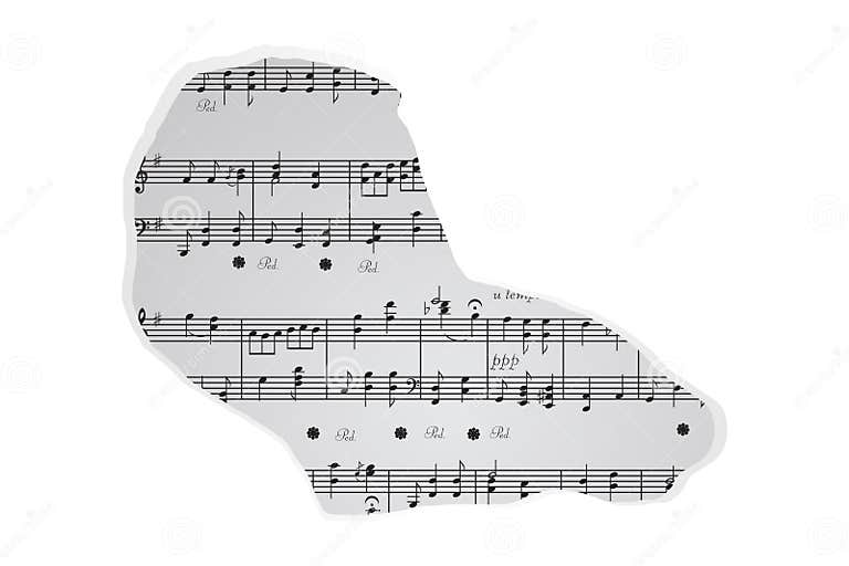 A Piece of Torn Paper, a Collage of Notebook Paper, Musical Notes from ...