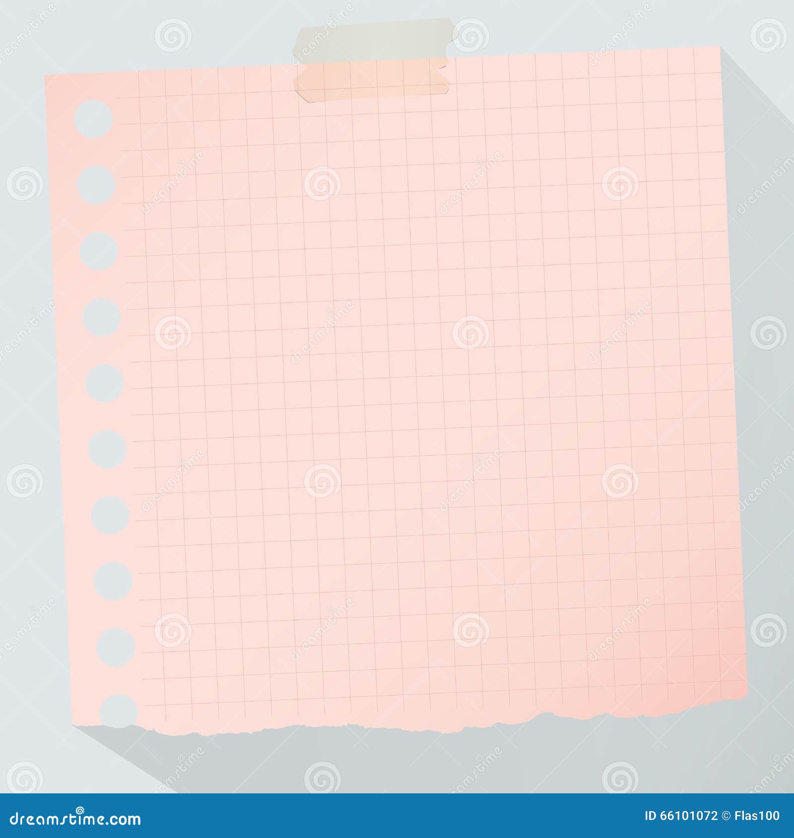 Piece of Torn Pink Graph Note Paper with Long Shadow Stock Vector ...