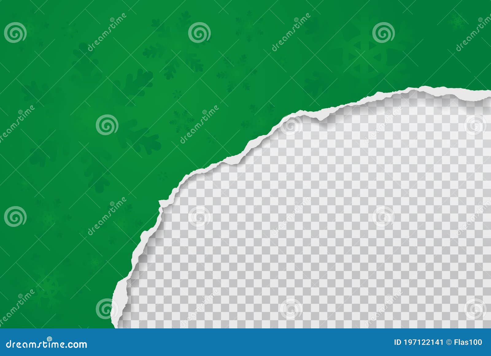 Piece of Torn, Ripped Green Paper with Snowflakes Pattern and Soft ...