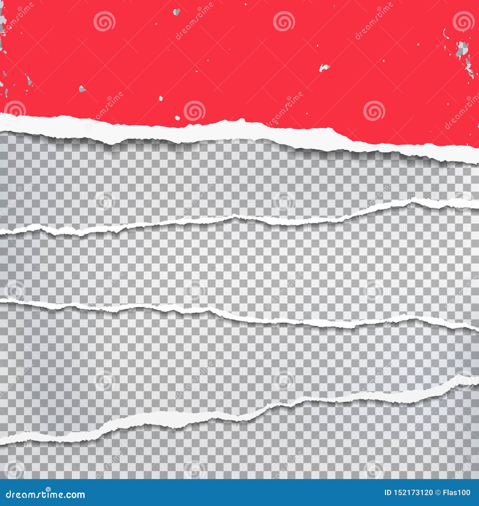 Piece of Torn, Ripped Tattered Red and White Paper Strips with Soft ...