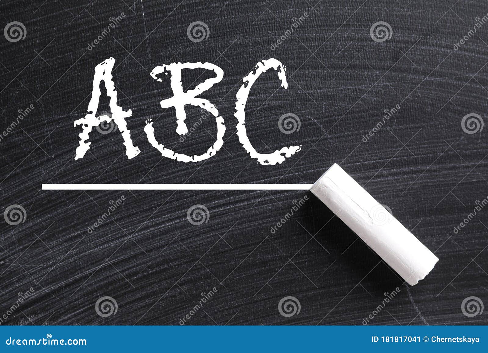Piece of White Chalk and Letters ABC Written on Blackboard Stock Image ...