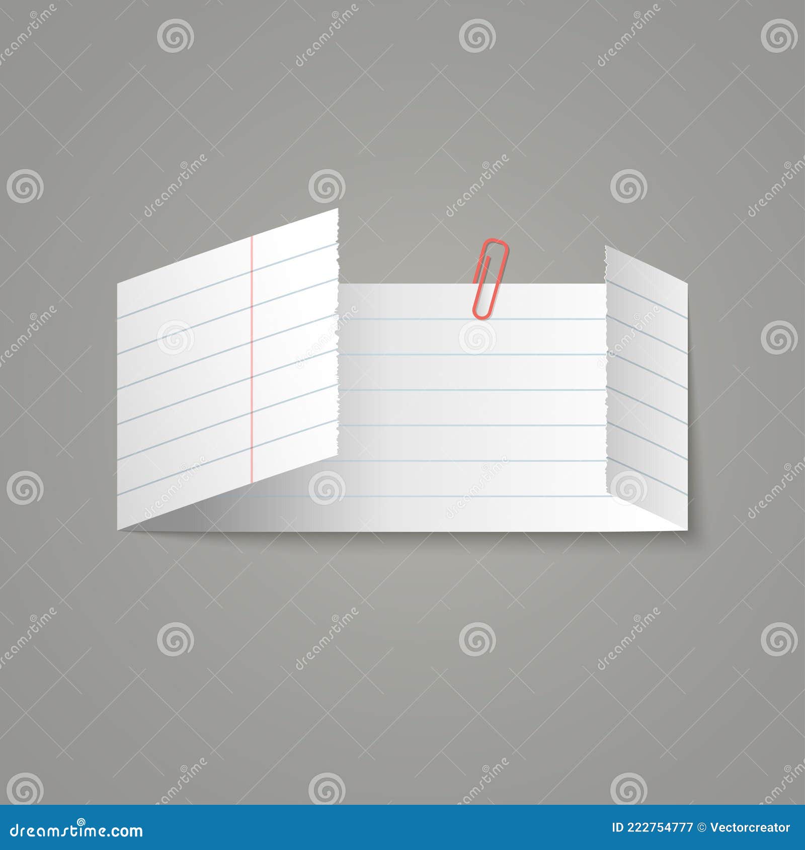 Piece of White Lined Paper Sheet with Folds Attached with a Clip ...