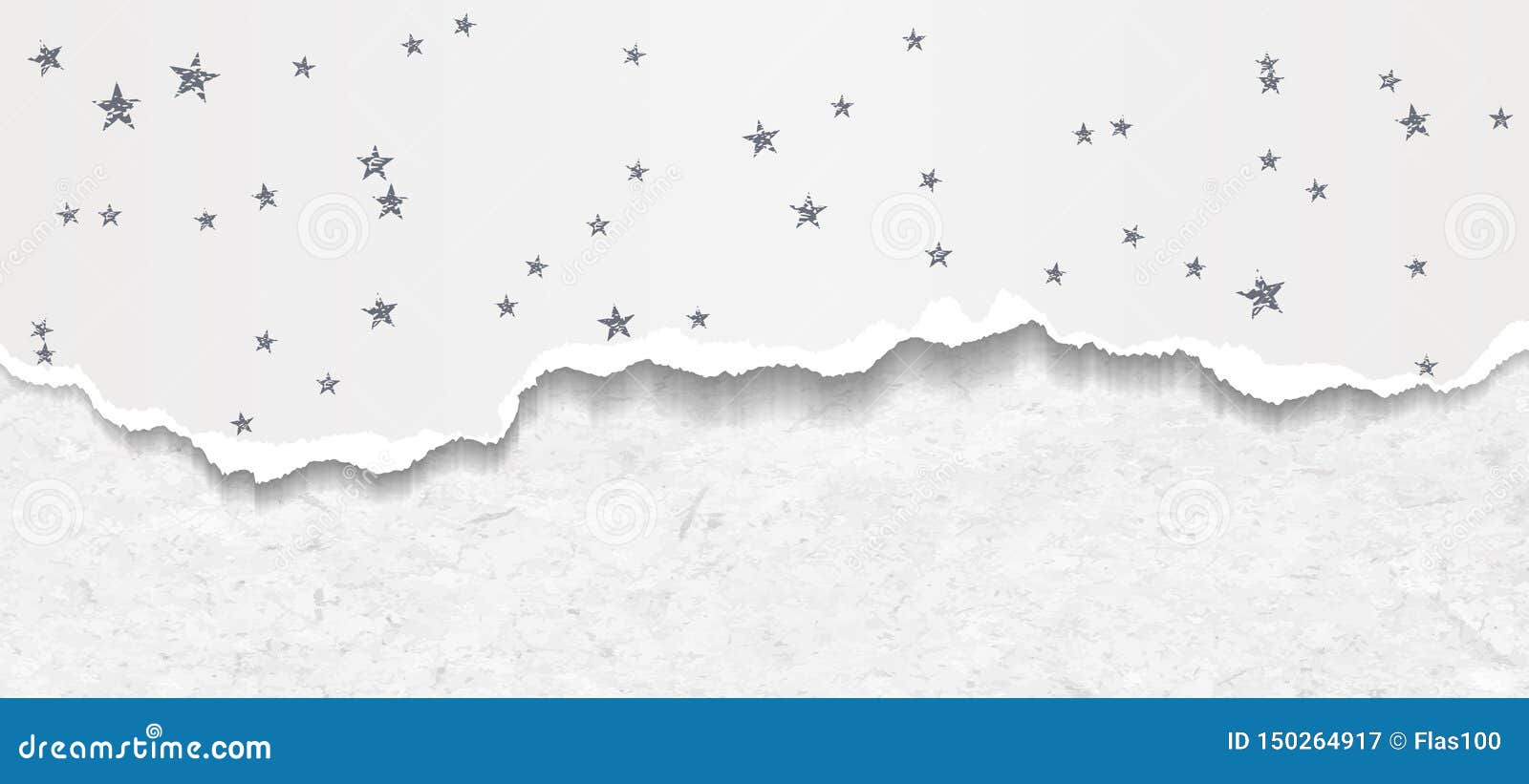 Piece of White Torn, Ripped Paper Strip with Stars Pattern and Soft ...