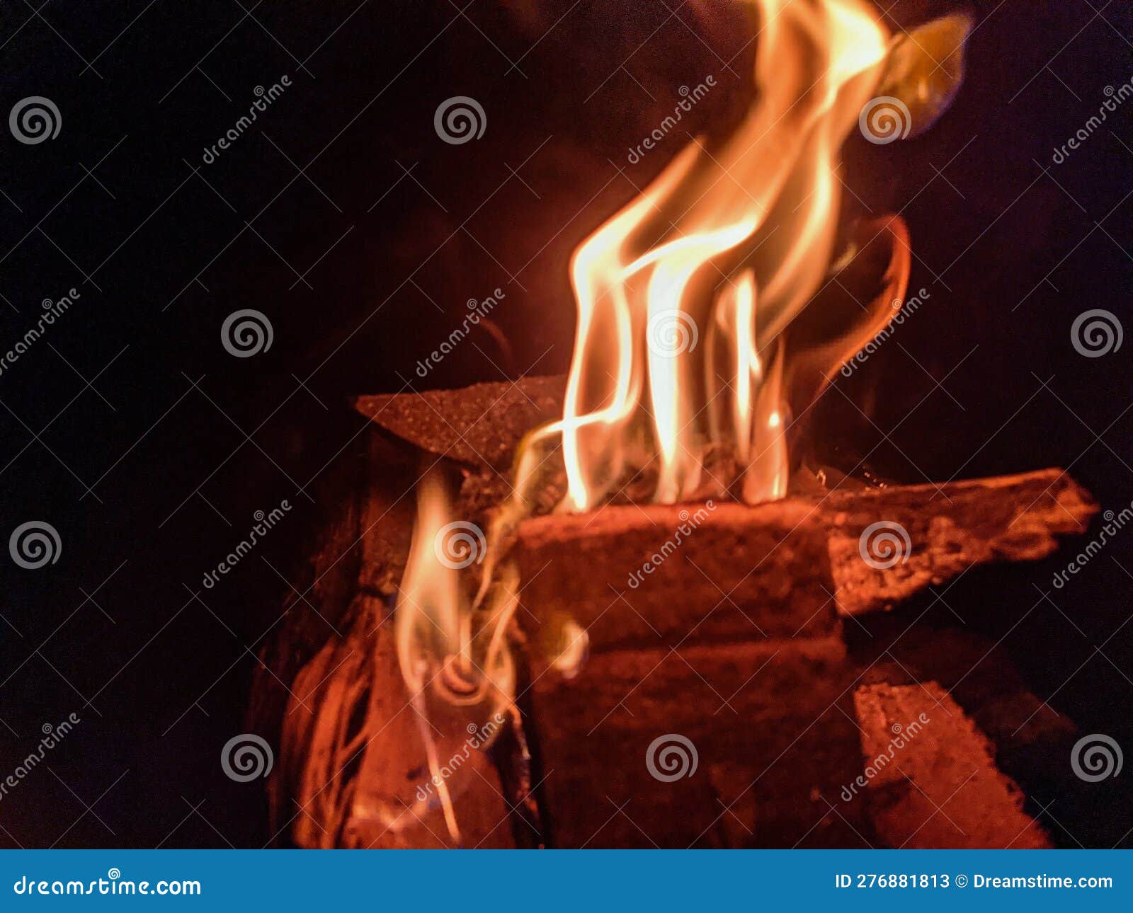 A Piece of Wood that is Burned and Becomes a Fire Stock Image - Image ...