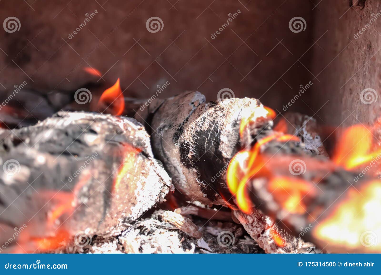 Piece of Wood Burning in Fire Lit by Sunlight Placed Diagonally Stock ...