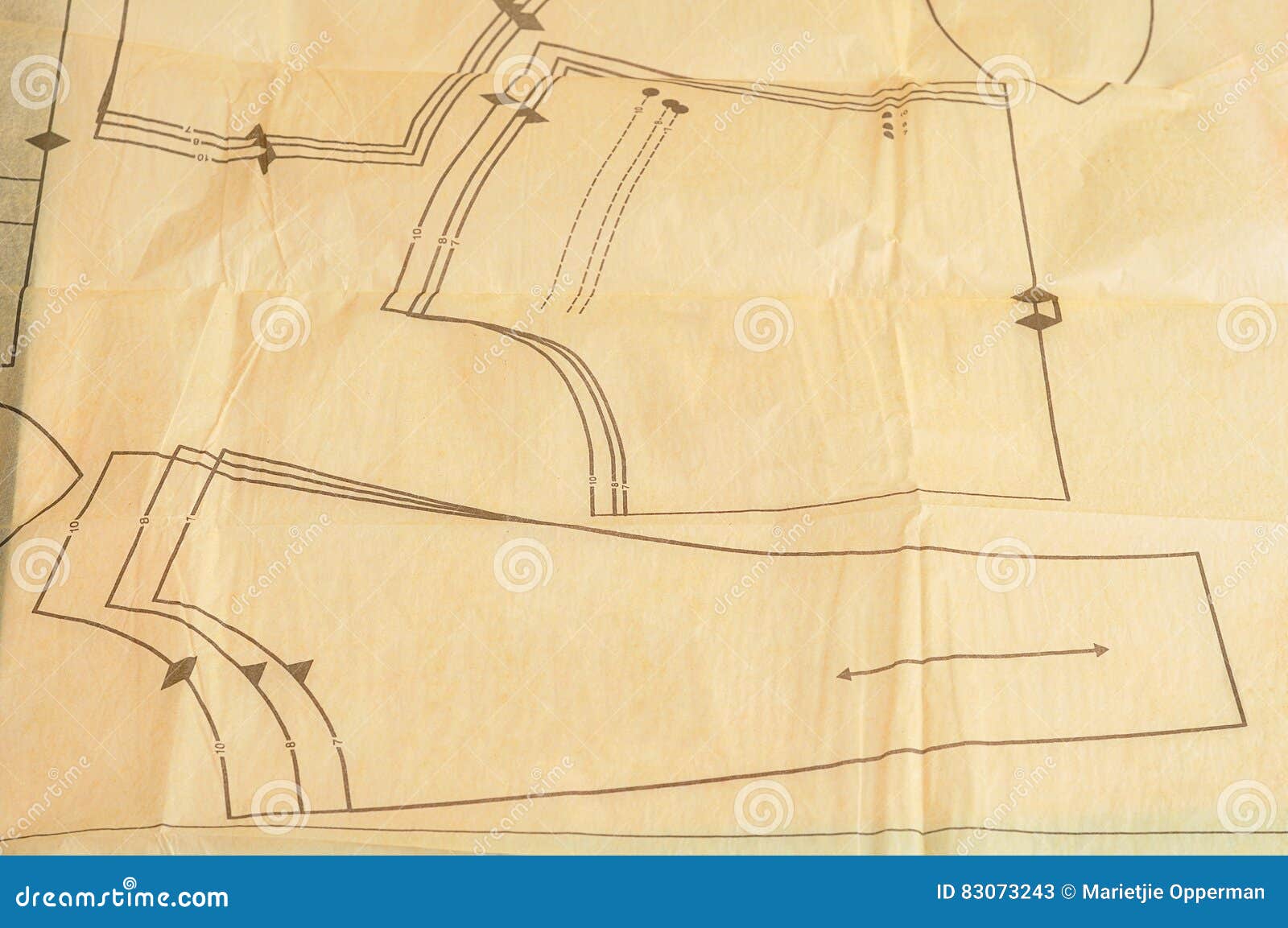A Piece of Wrinkled Paperfor Making Clothes Stock Image - Image of ...
