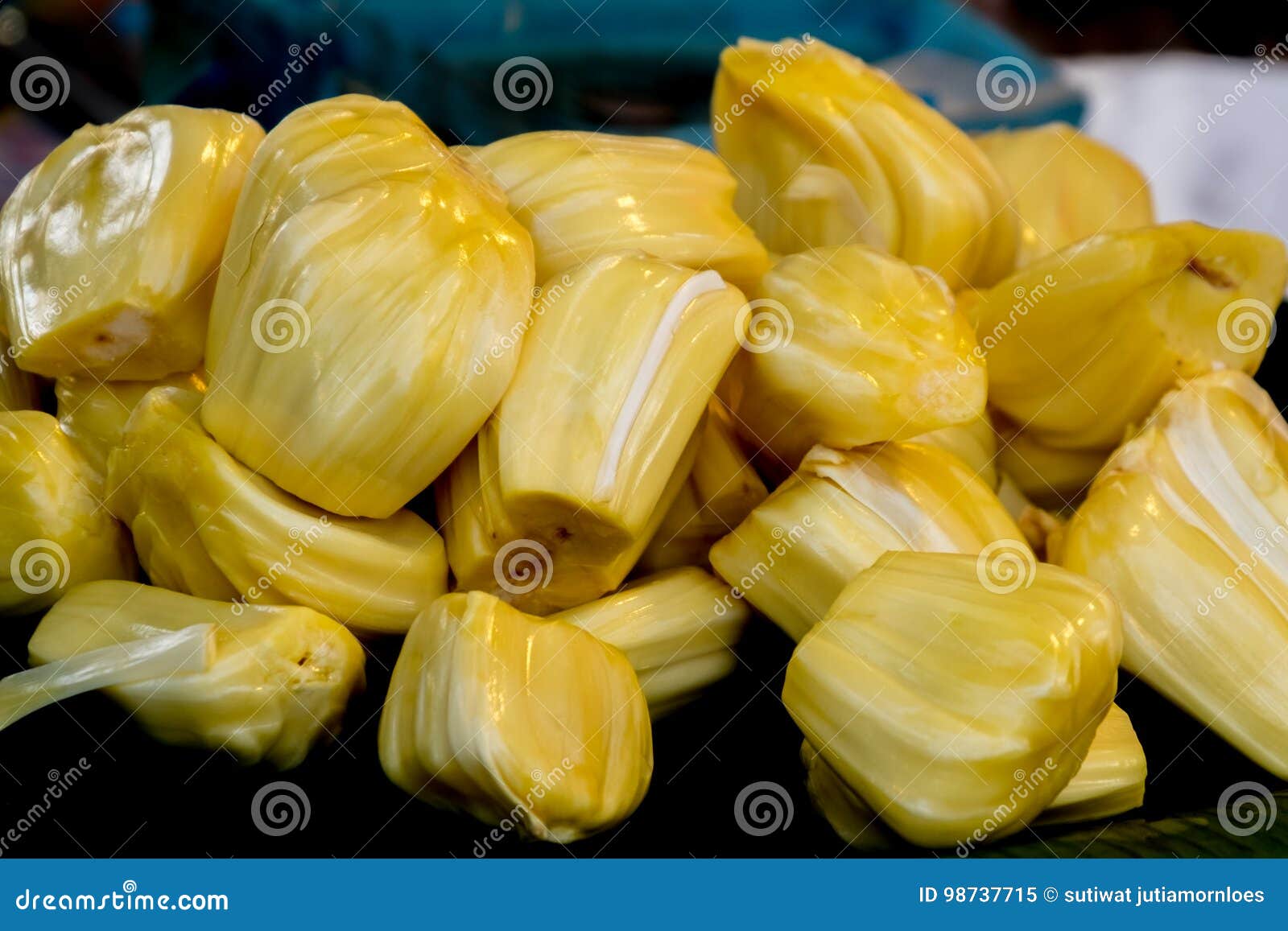 Piece of Yellow Jackfruit Meat Balls Closeup Shot. Jackfruit. Stock ...