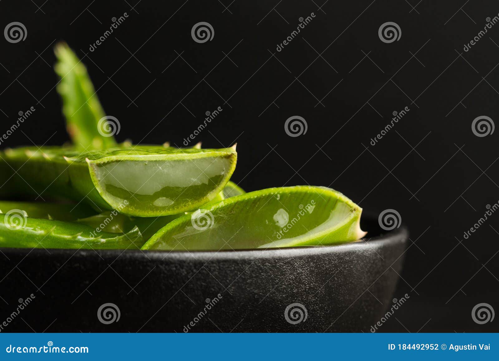 Pieces of Aloe Vera Leaf in a Black Bowl Stock Photo - Image of fresh ...