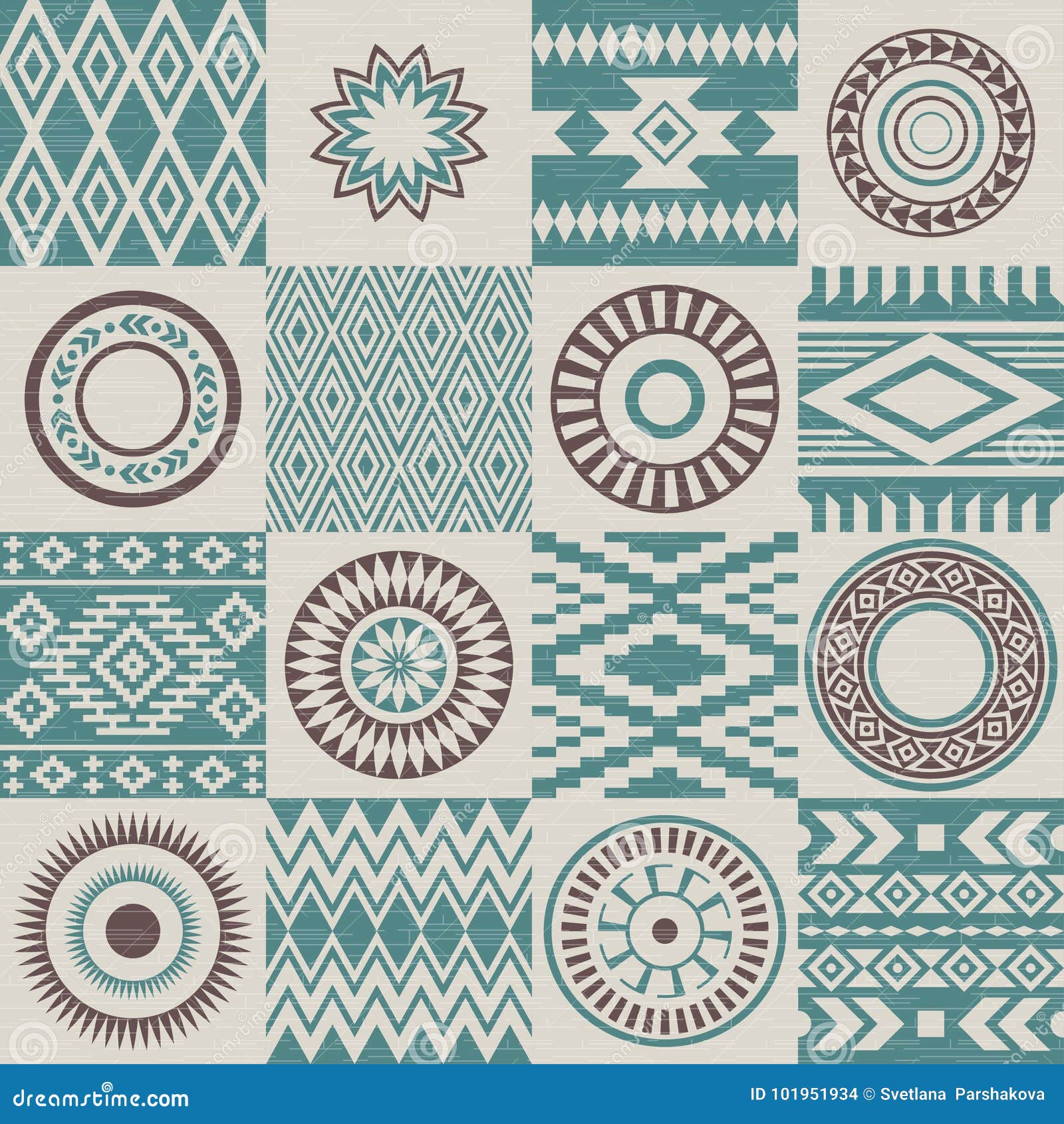 Pieces of American Indians Ethnic Patterns Stock Vector - Illustration ...