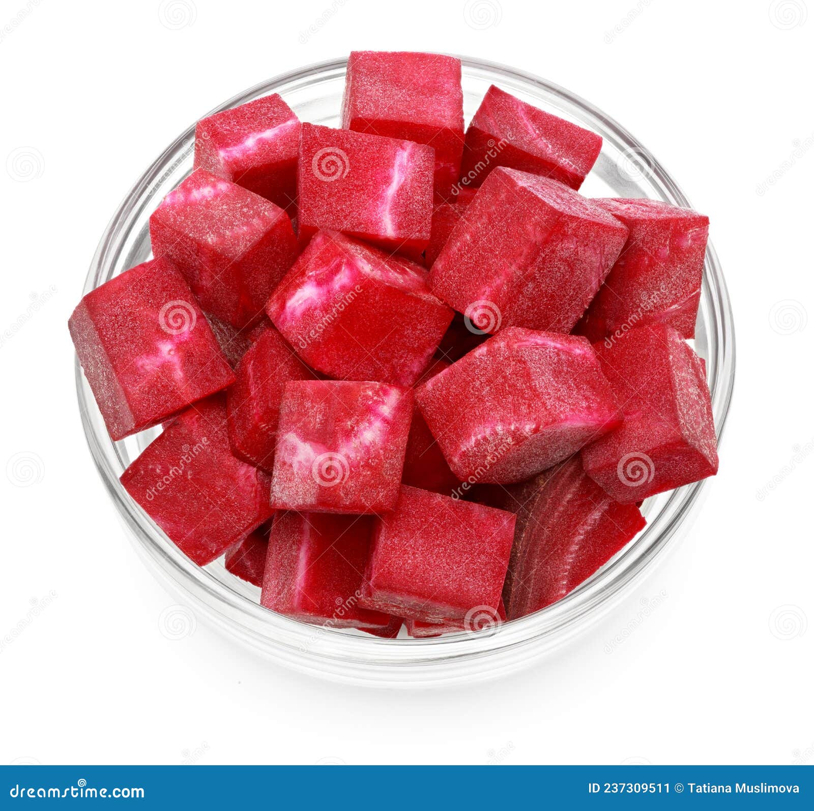 Pieces of Beetroot in Glass Bowl Isolated on White Background. Clipping ...