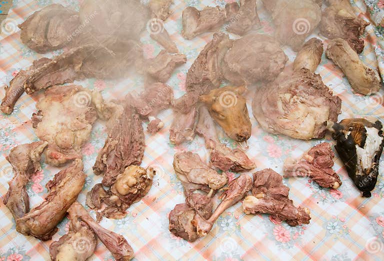 Pieces of Boiled Meat Sheep Stock Photo - Image of desk, primitive ...