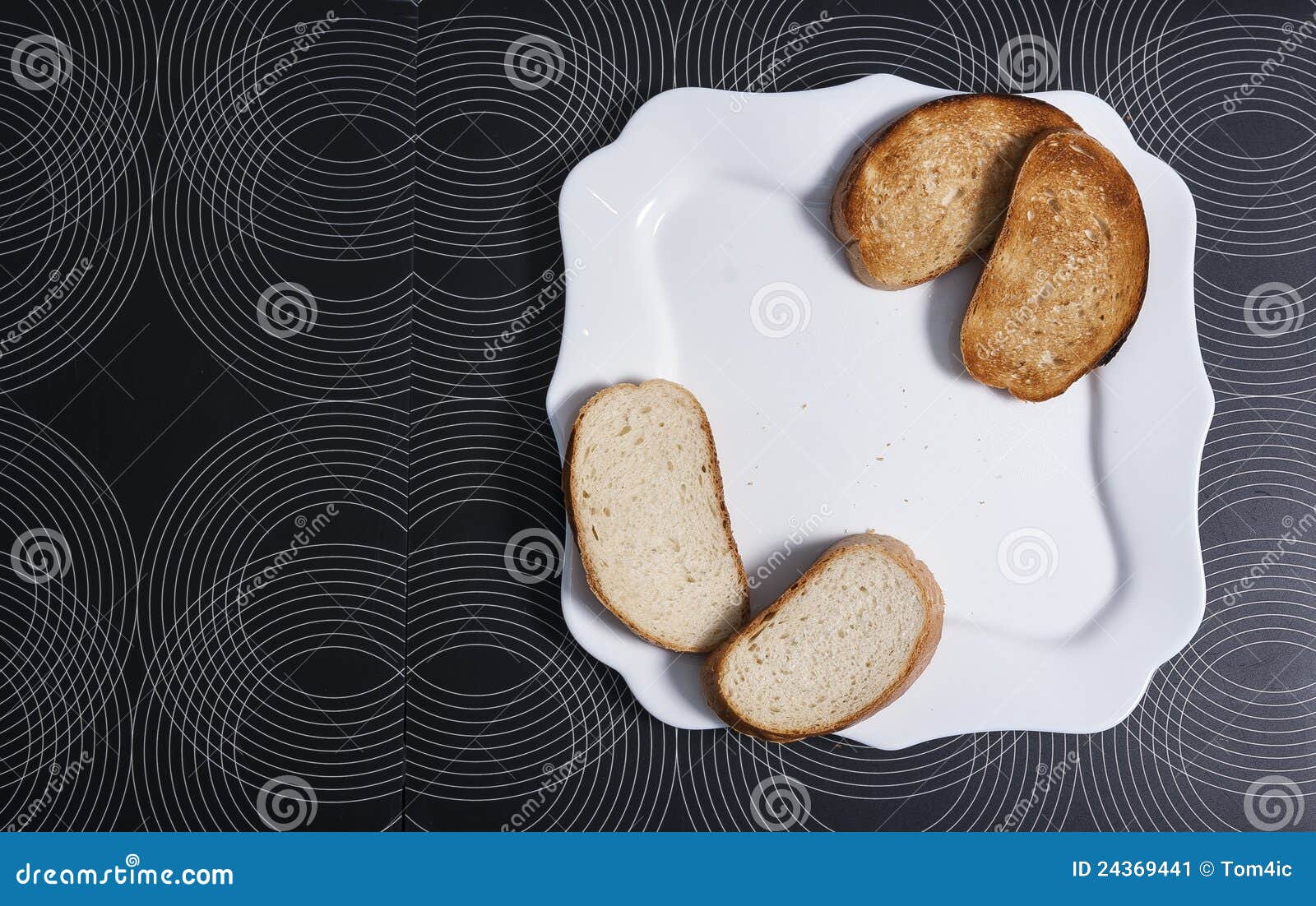 Pieces of bread on a plate stock image. Image of nutrition - 24369441