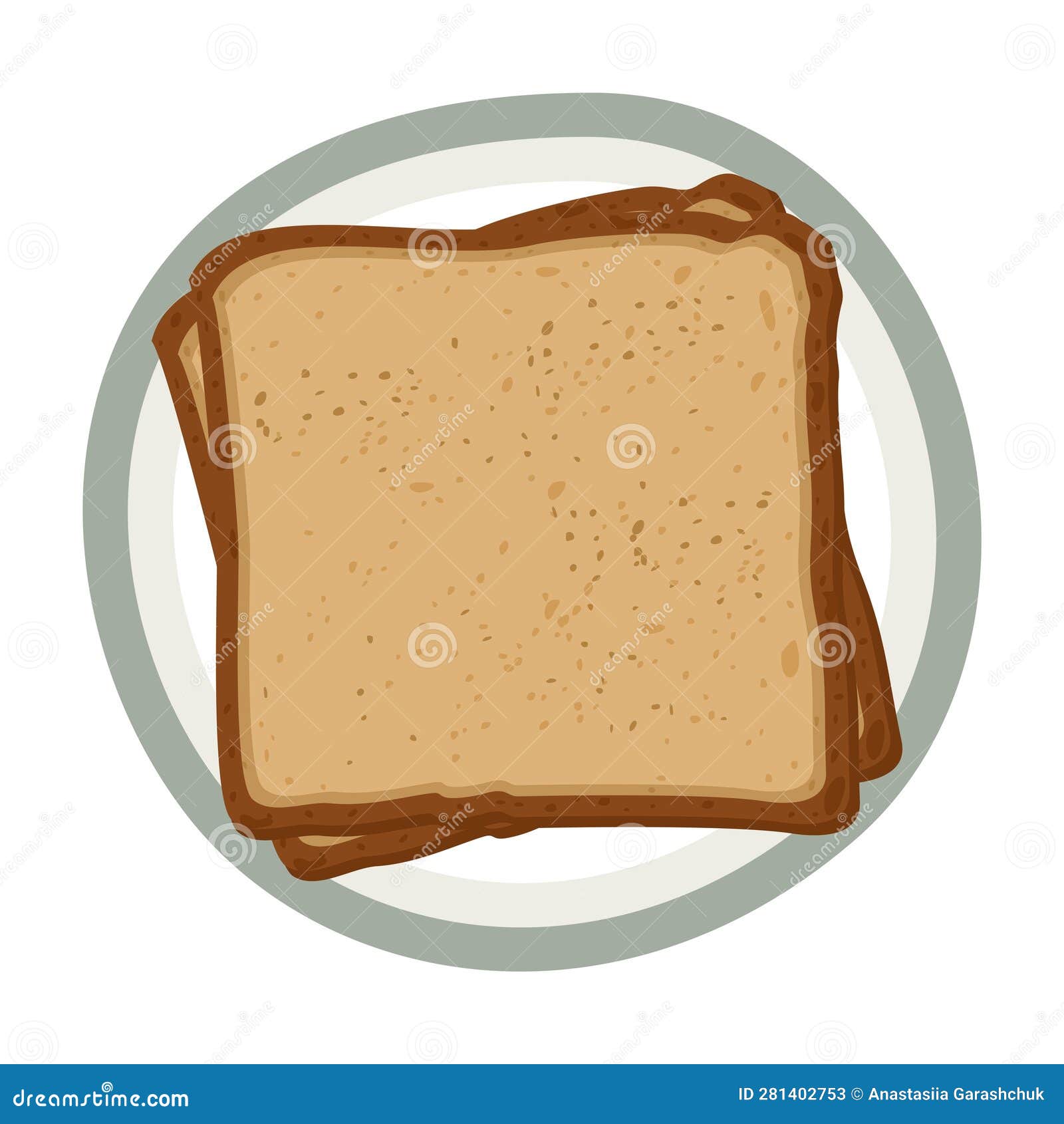 Pieces of Bread on a Plate. Vector Isolated Illustration Stock Vector ...