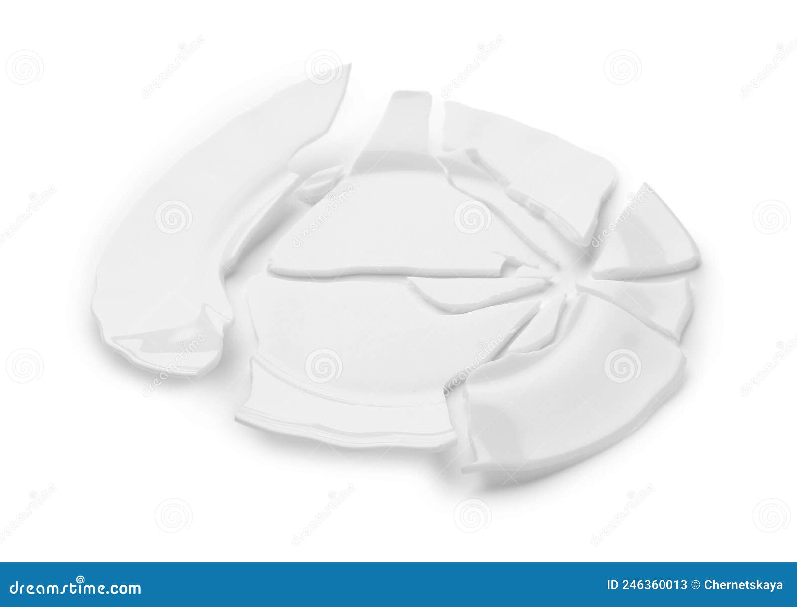 Pieces of Broken Ceramic Plate on White Background Stock Image - Image ...