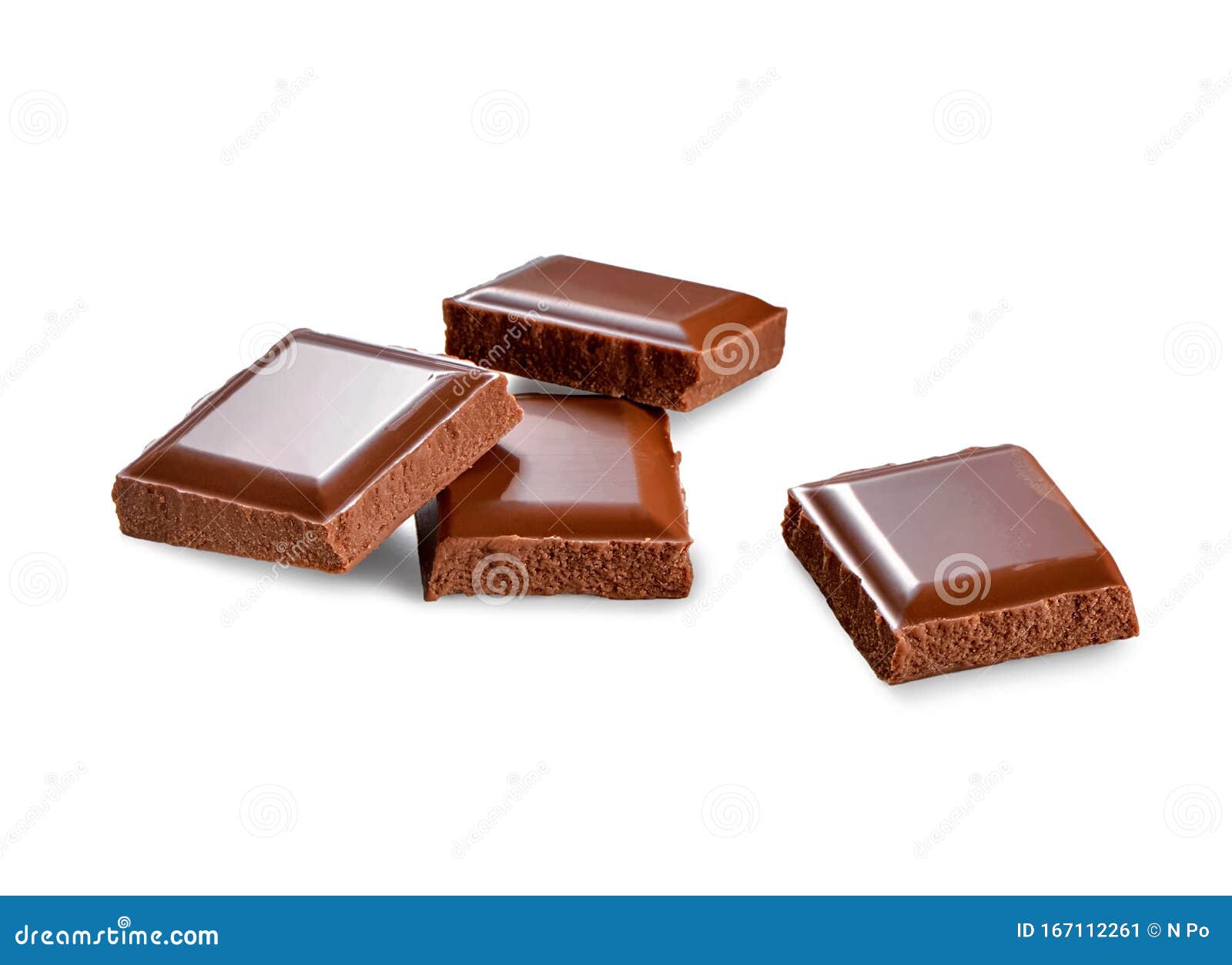 Pieces of Broken Chocolate Bar Close-up Isolated on White Background ...