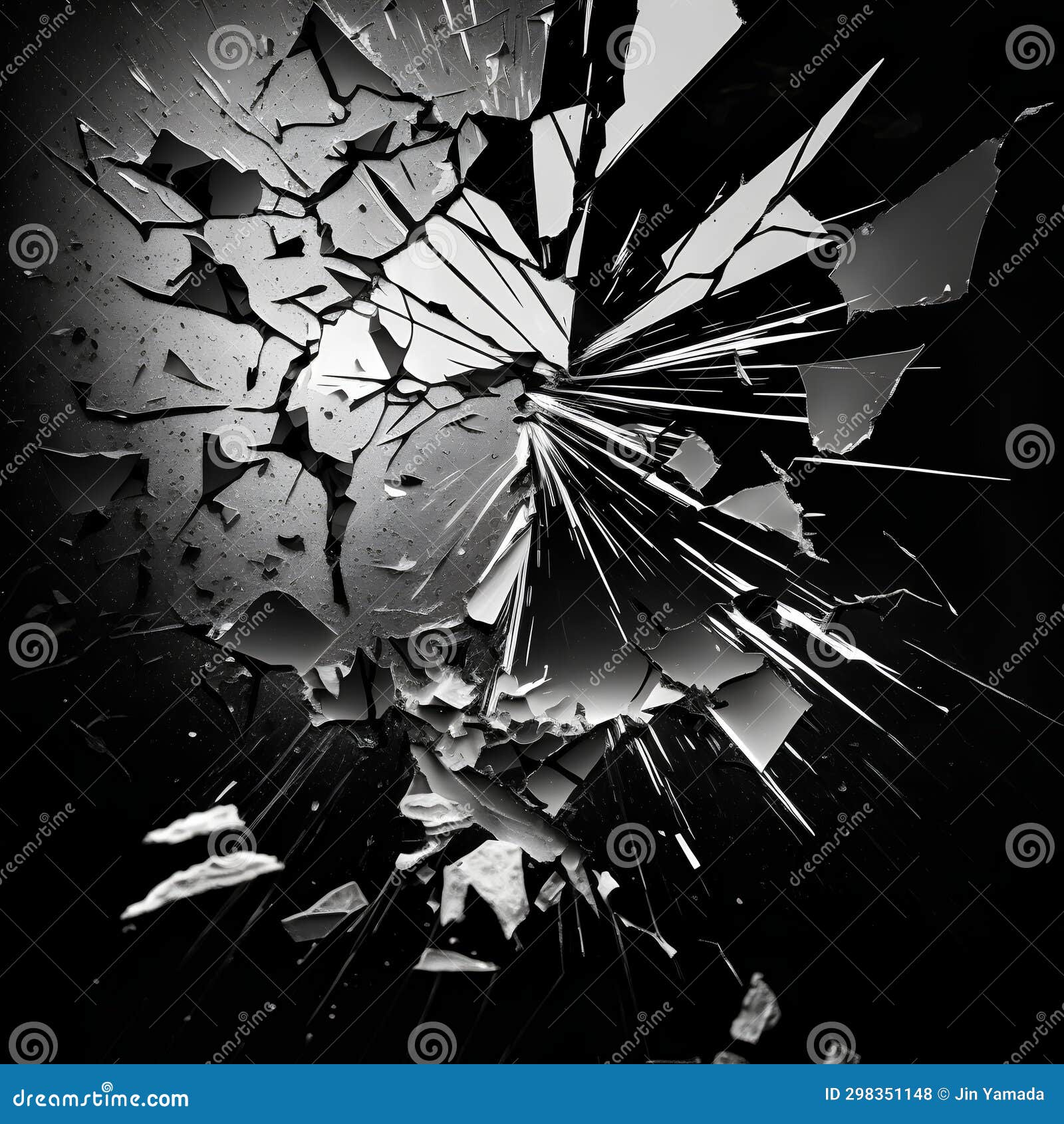 Pieces of Broken Glass on a Black Background. 3d Illustration Stock ...
