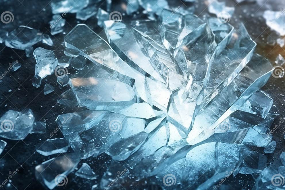 Pieces of Broken Ice on a Dark Background. Abstract Background Stock ...