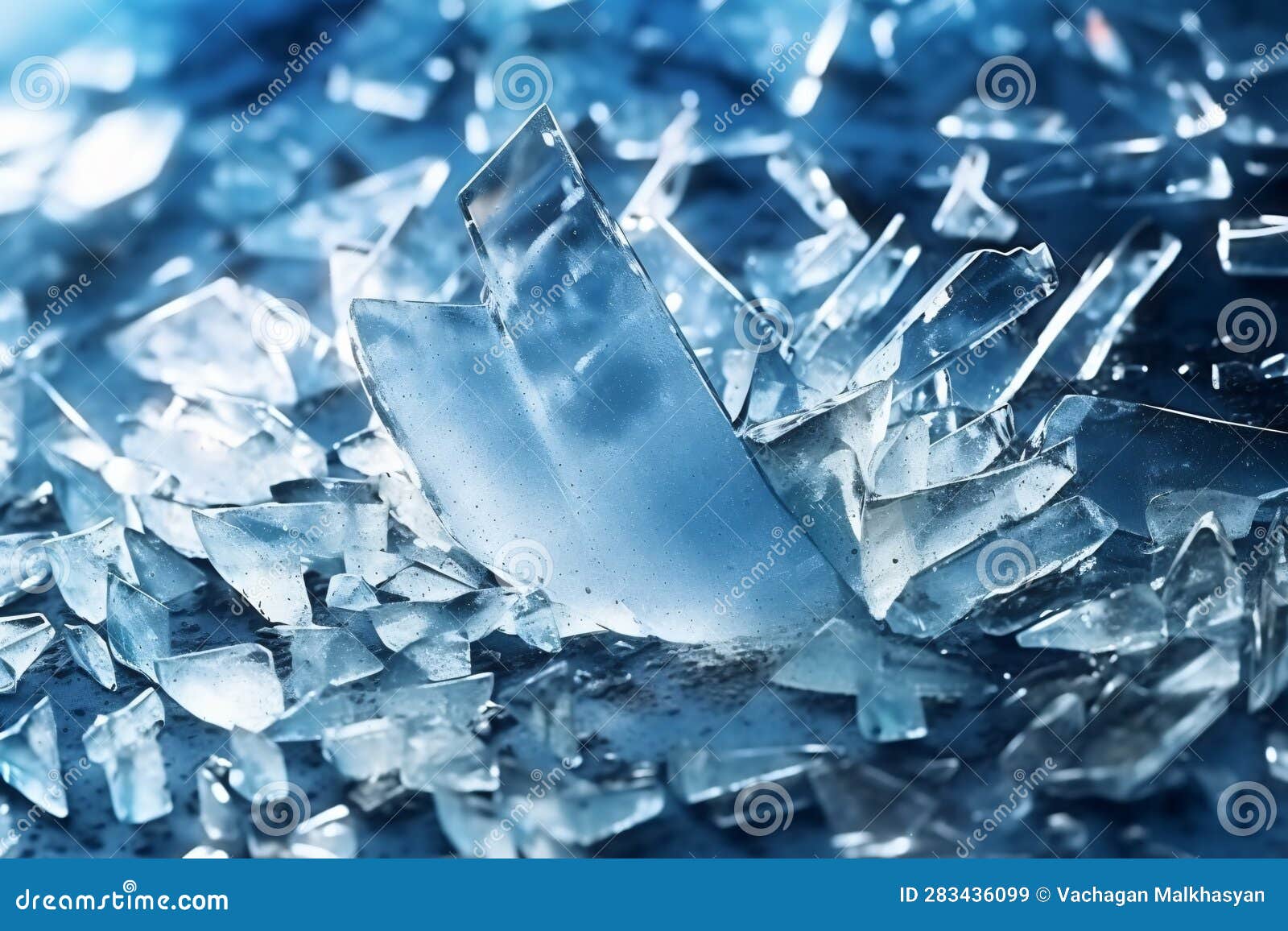 Pieces of Broken Ice on a Dark Background. Abstract Background Stock ...