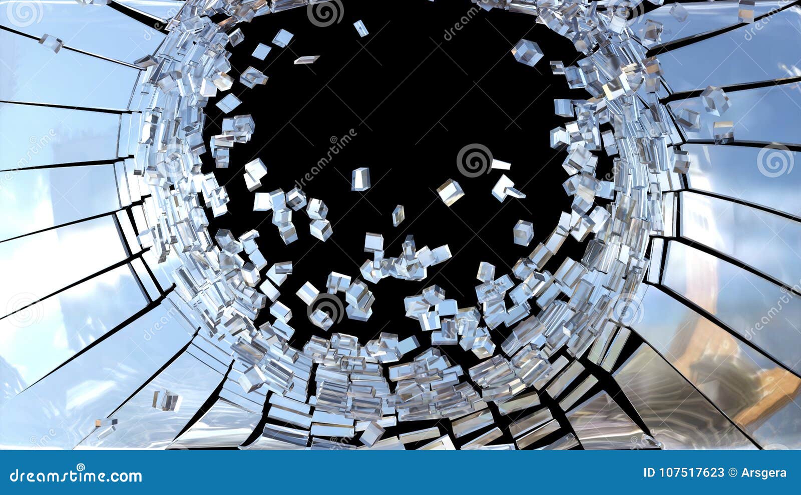 Pieces of Broken Mirror Glass Isolated Stock Image - Image of ...