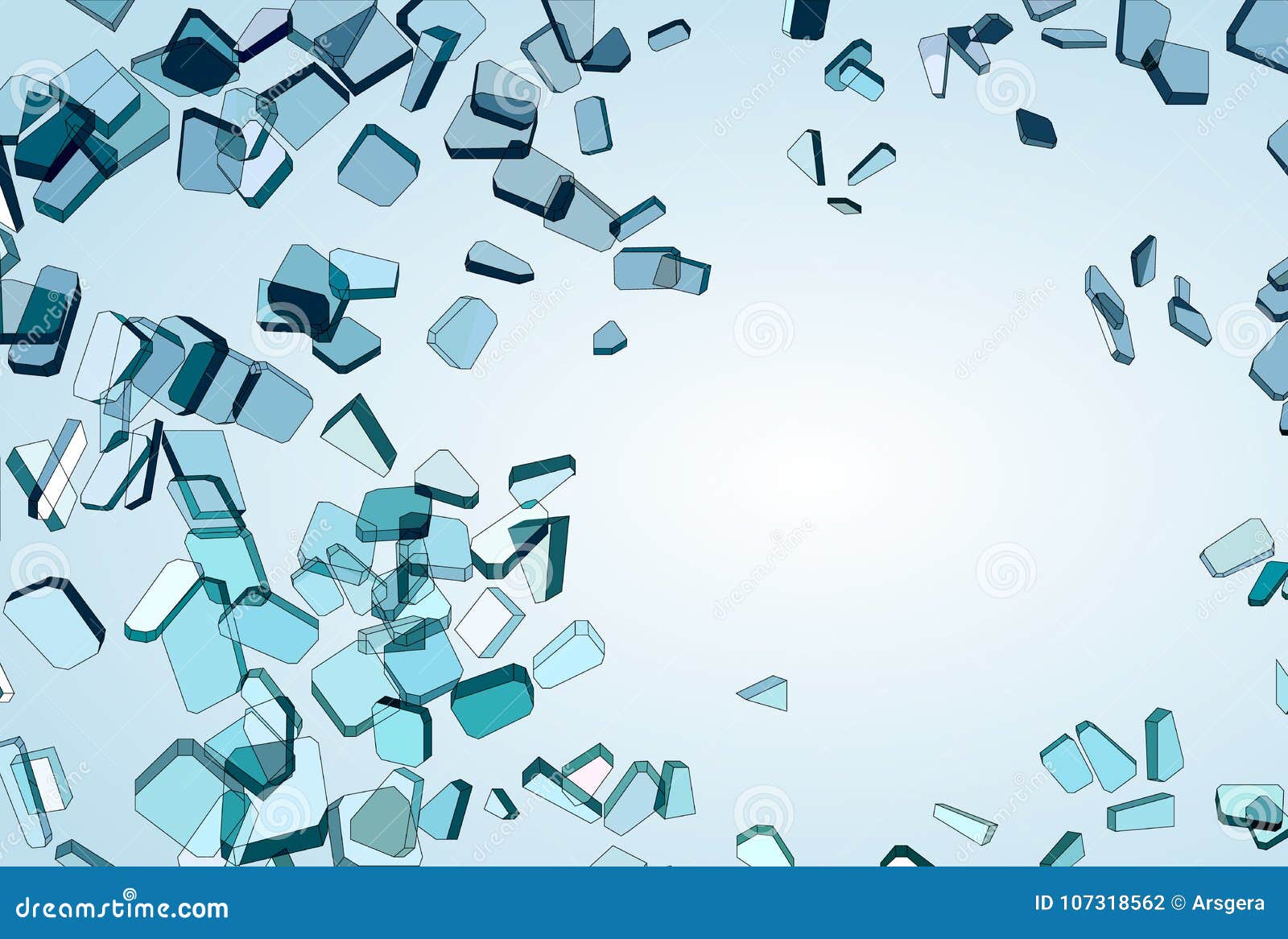 Pieces of Broken or Shattered Blue Glass Stock Illustration ...