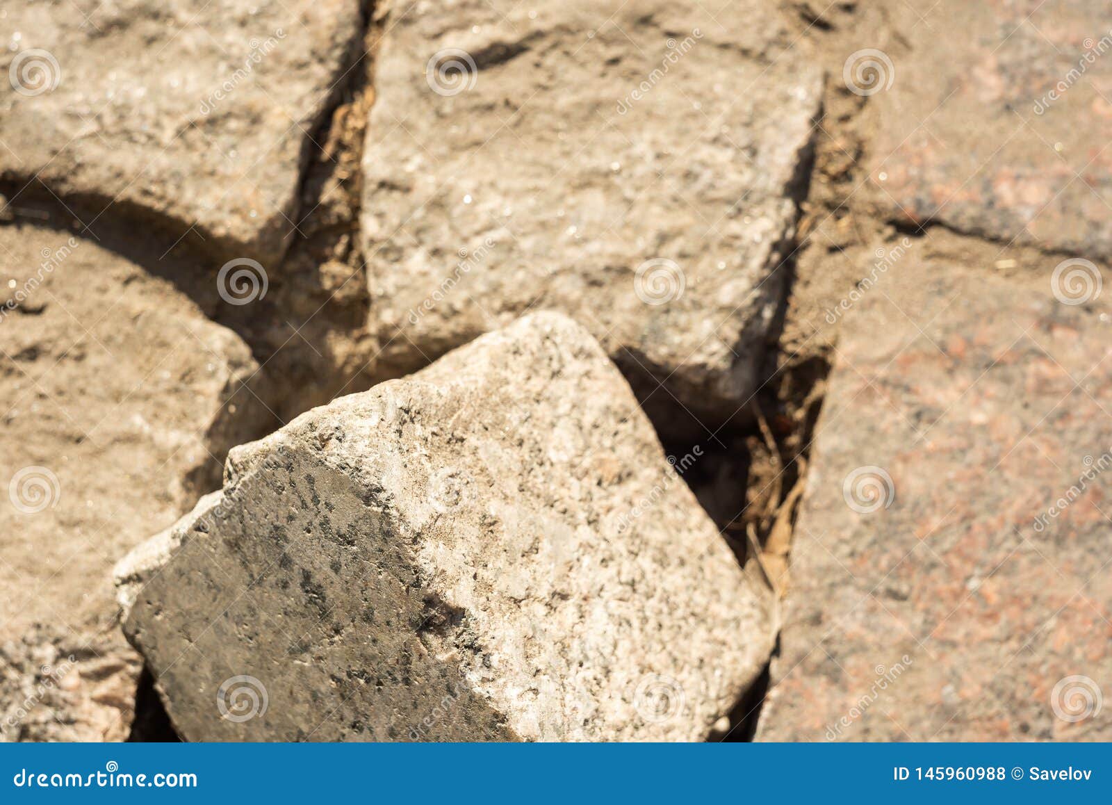 Pieces of Broken Square Stone Paving Stock Photo - Image of detail ...