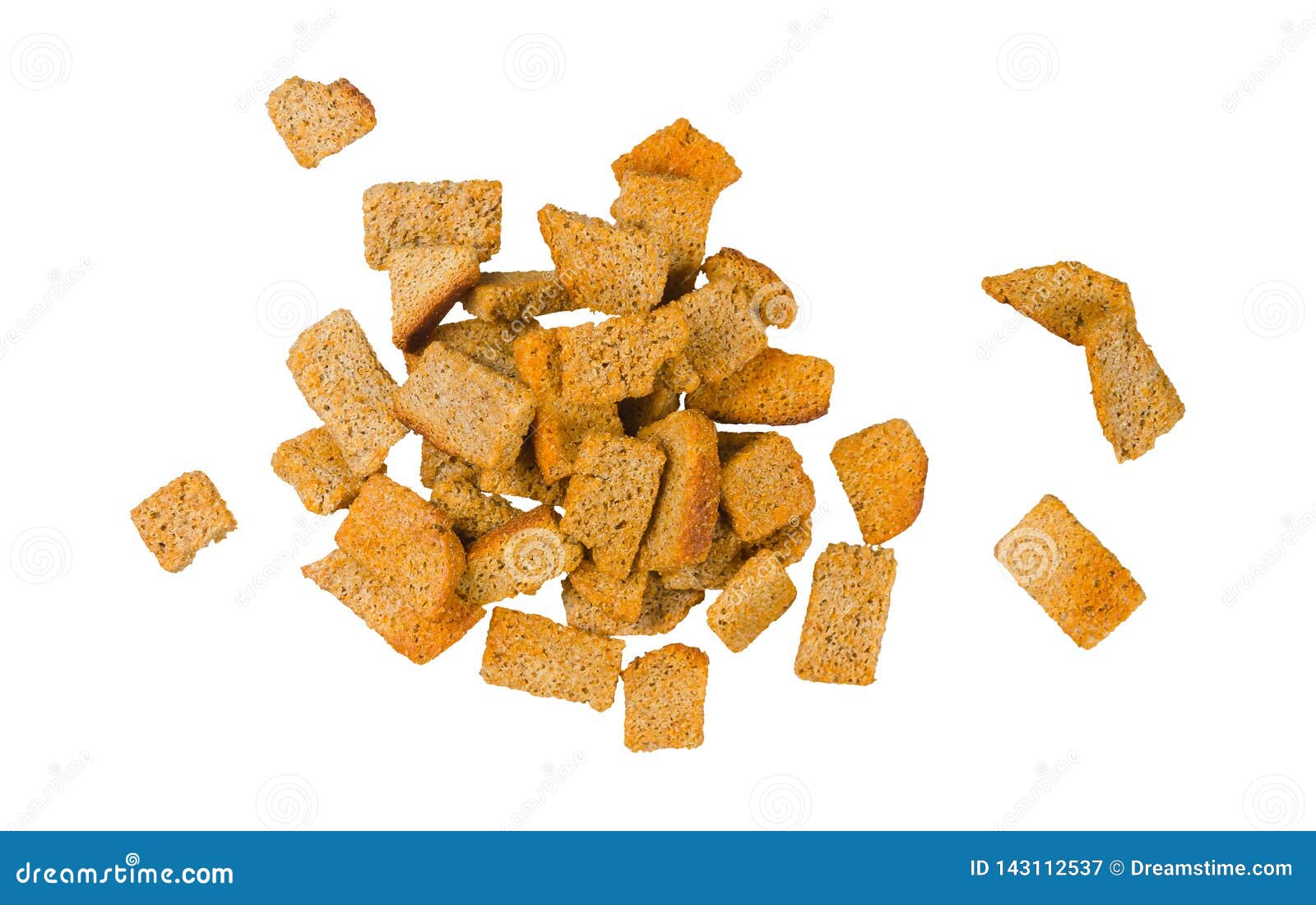 Pieces of Brown Dried Bread Isolated on White Stock Image - Image of ...
