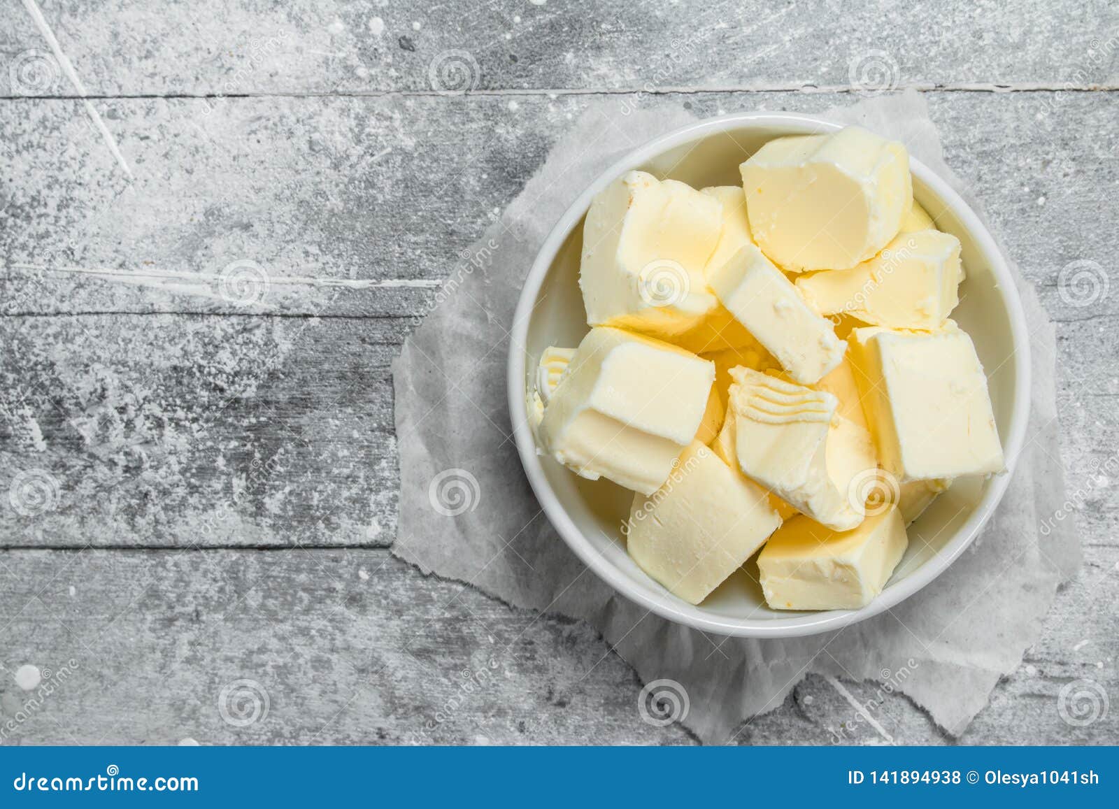 Pieces of Butter in the Bowl Stock Photo - Image of table, nutrition ...