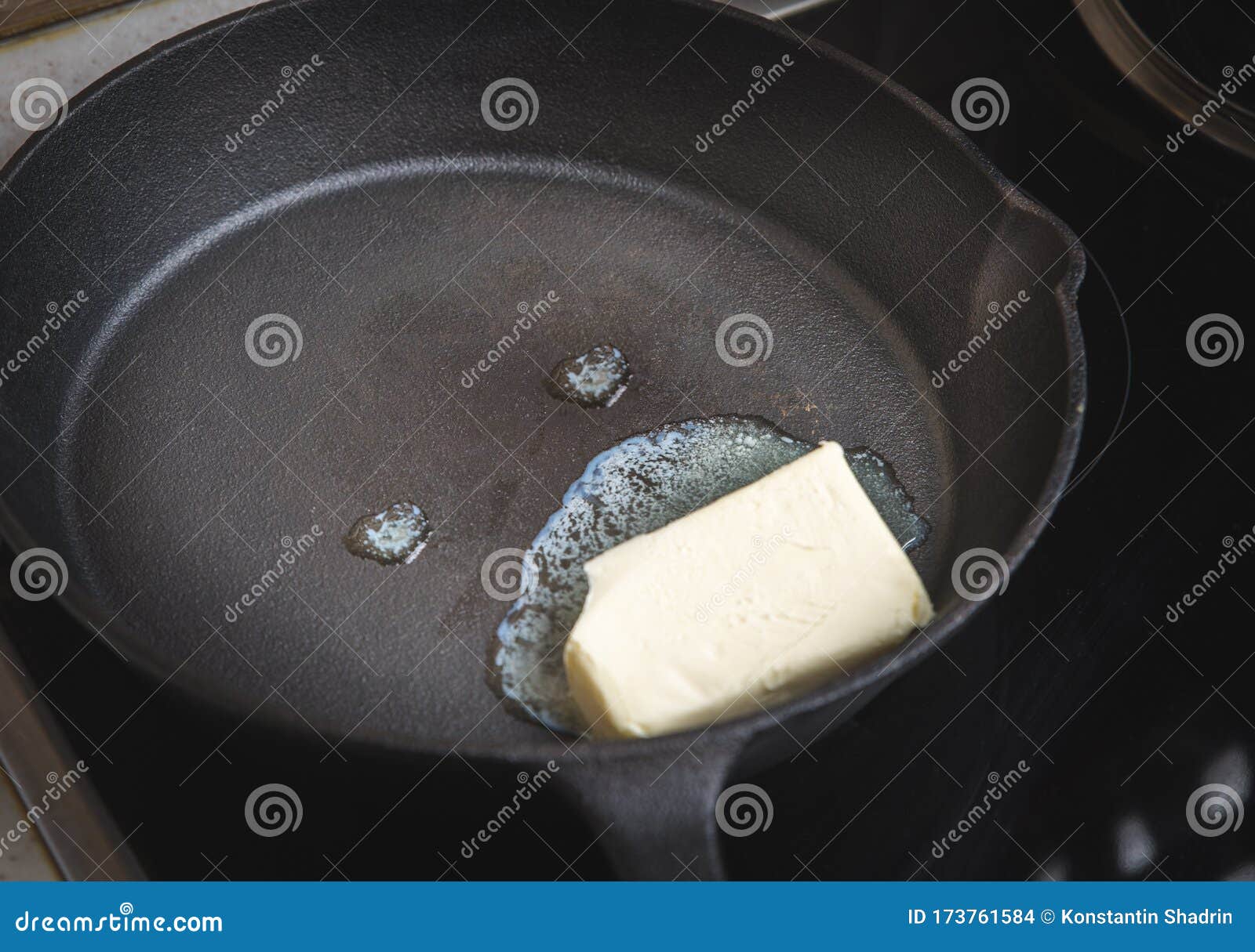 Pieces of Butter in the Hot Pan Top View Stock Photo - Image of rusty ...