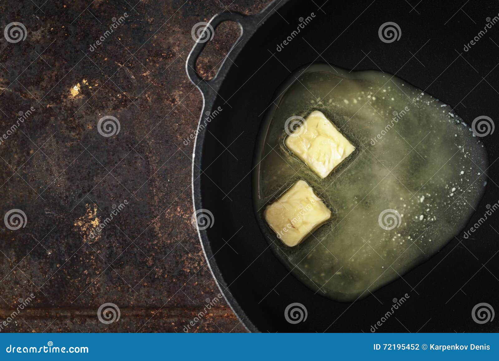 Pieces of Butter in the Hot Pan Top View Stock Photo - Image of piece ...