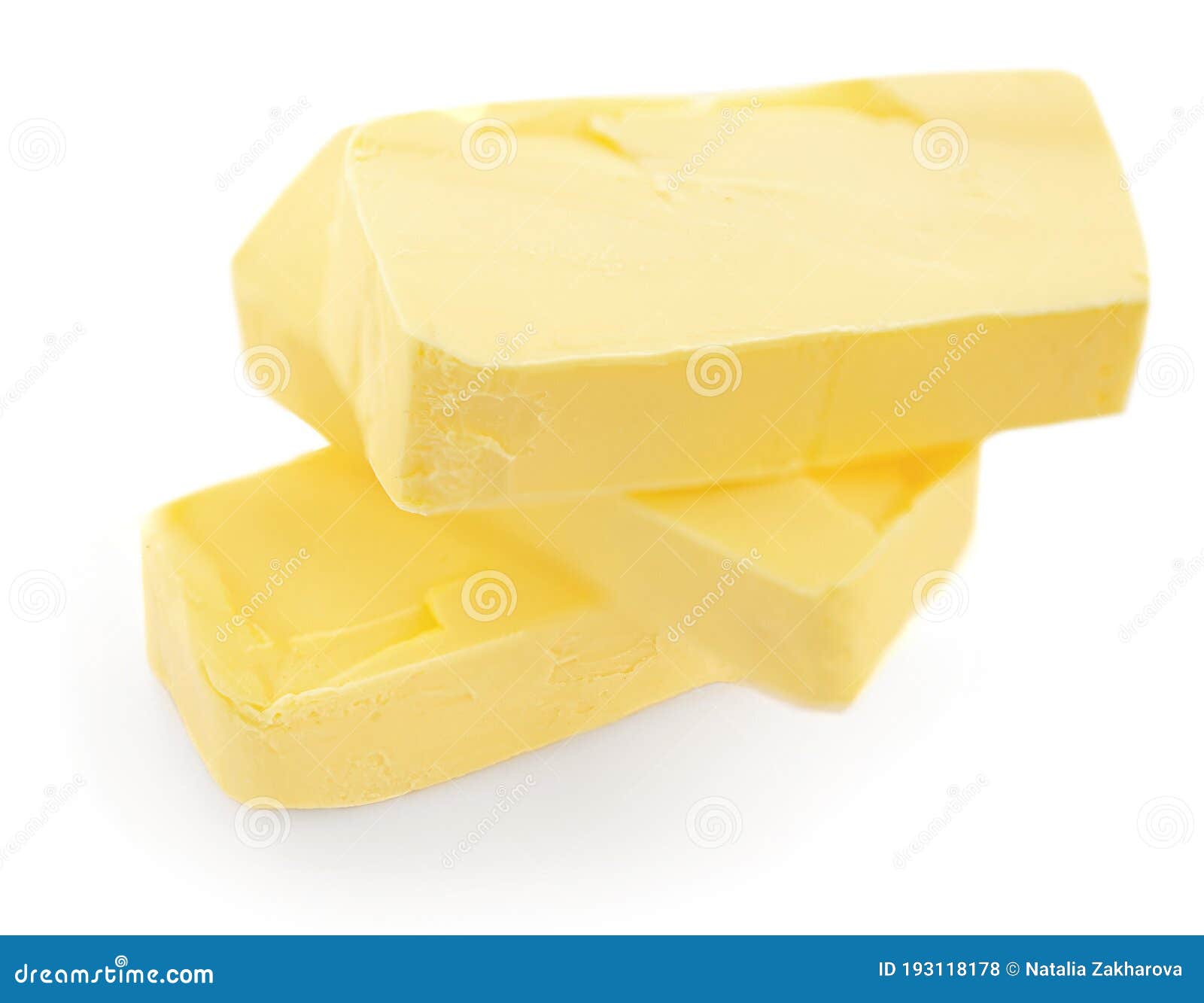 Pieces of Butter Isolated on White Background. Butter Stick Top View ...