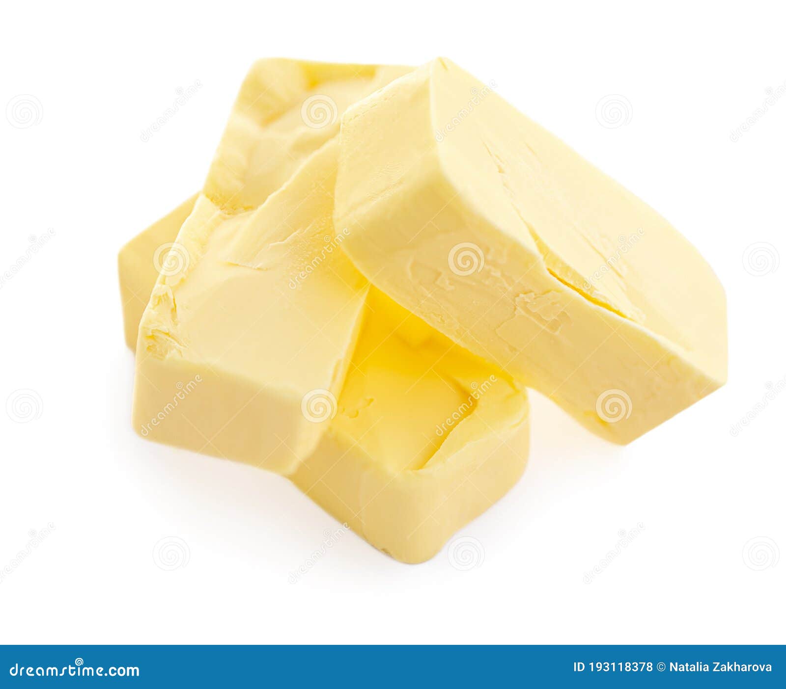 Pieces of Butter Isolated on White Background. Butter Stick Top View ...