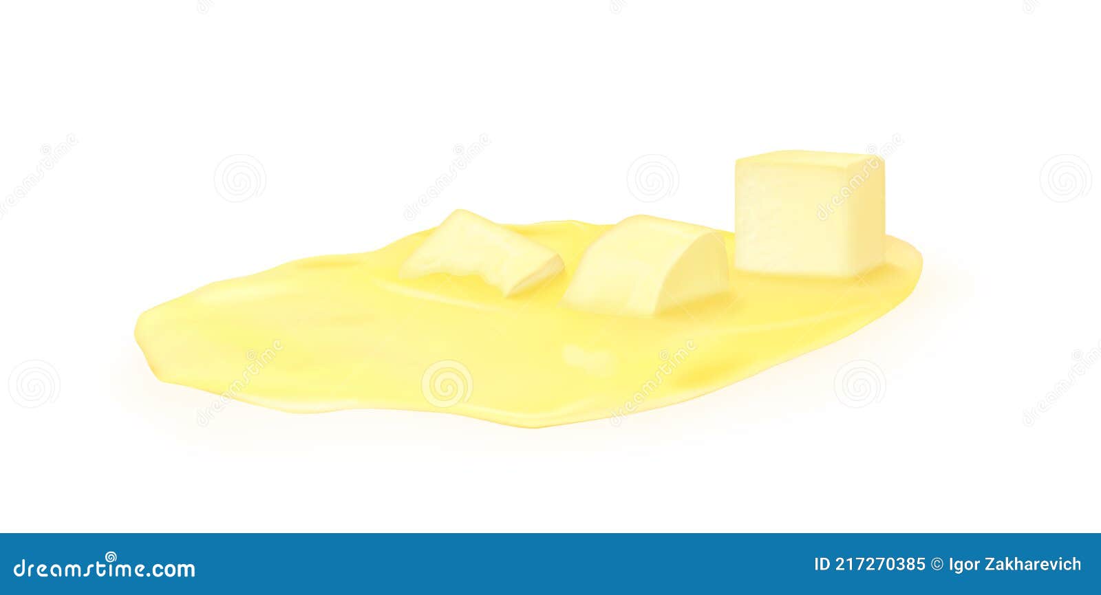 Pieces of Butter in Melted Butter on a White Background Stock Vector ...