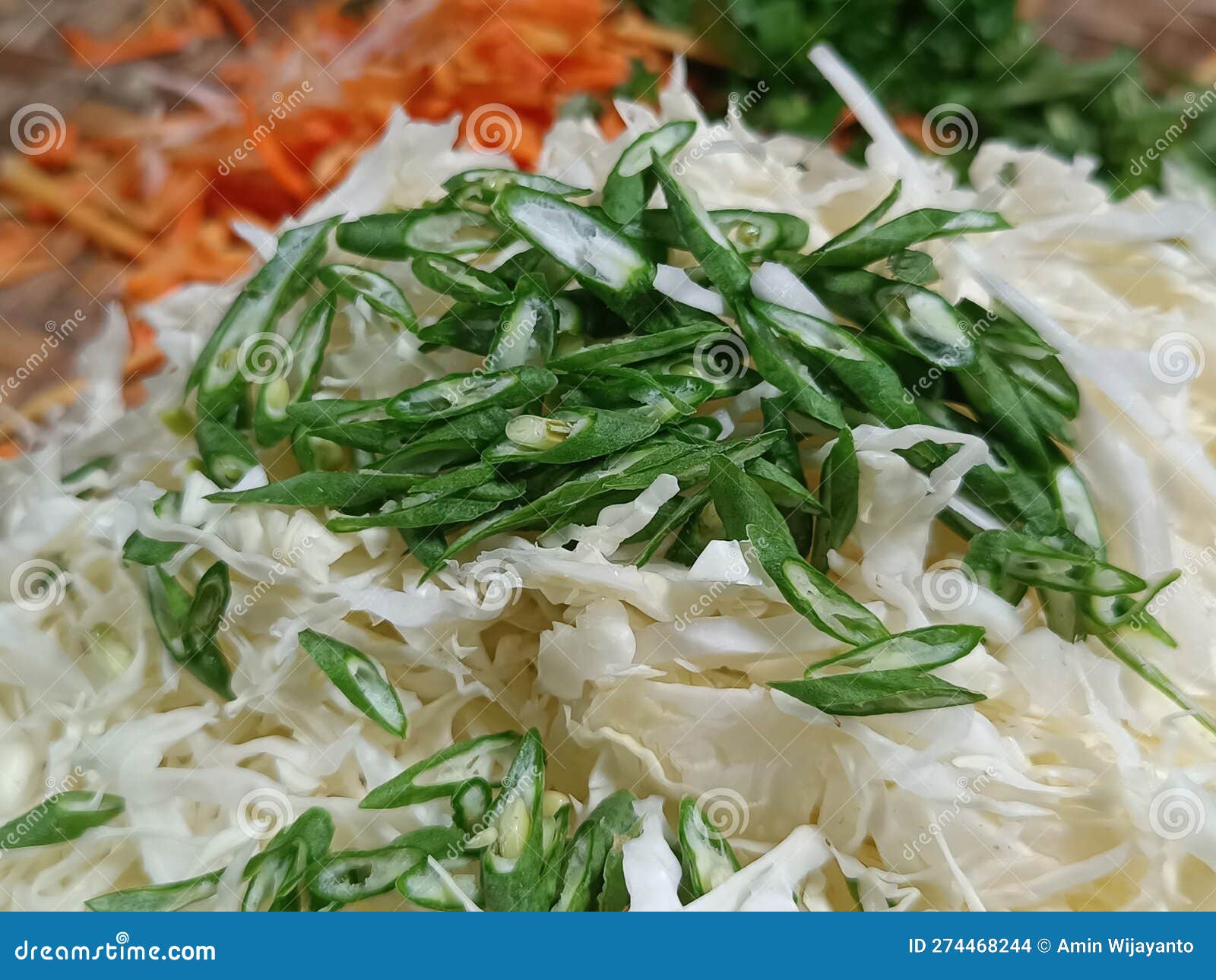 Pieces of Cabbage and Long Beans, Indonesian Bakwan Ingredients Stock ...