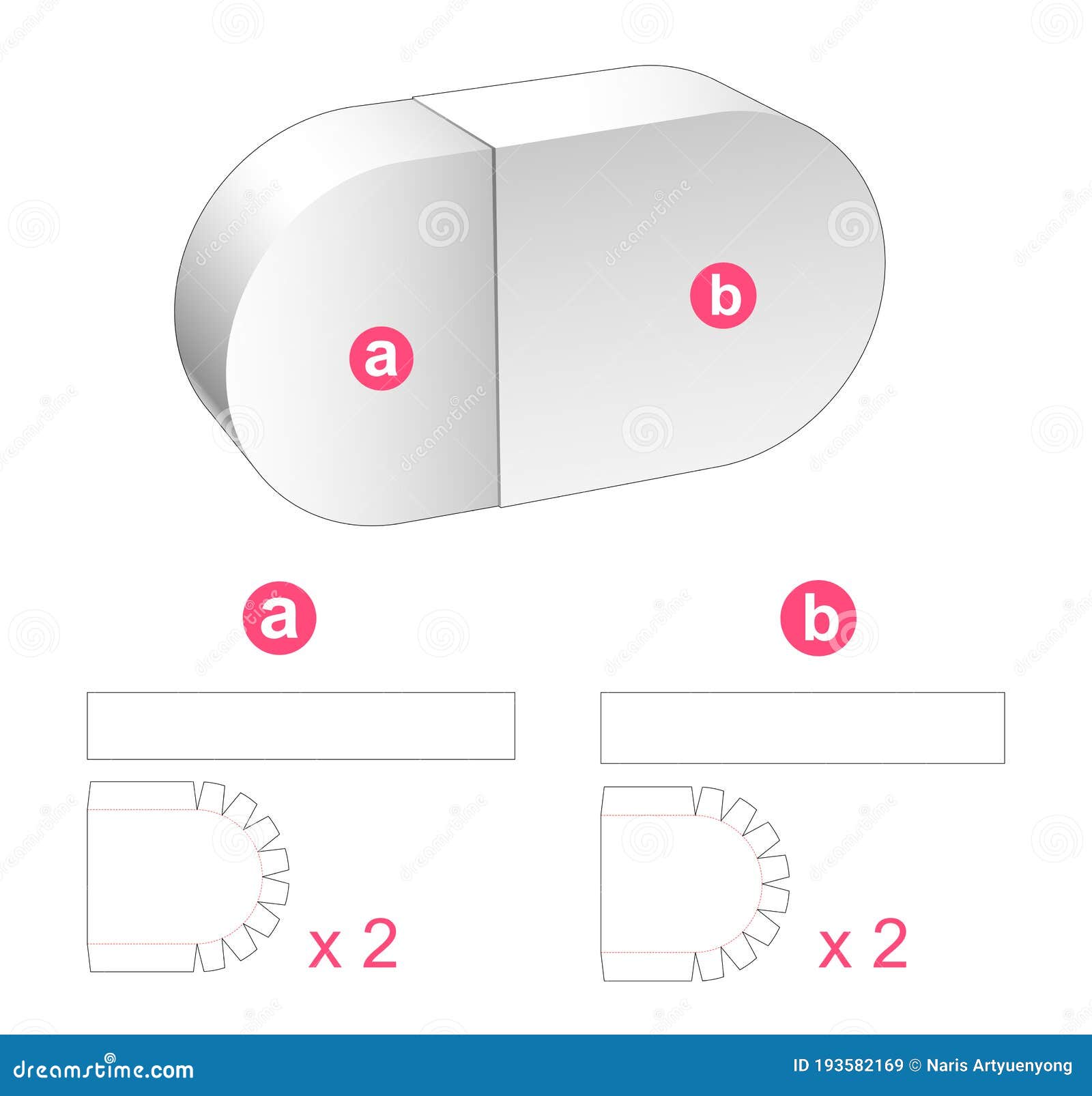 2 Pieces Capsule Box Die Cut Template Stock Vector - Illustration of ...