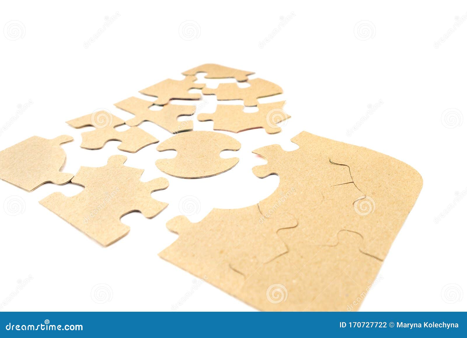Pieces Of Cardboard Puzzles Isolated On White Background Stock Image ...